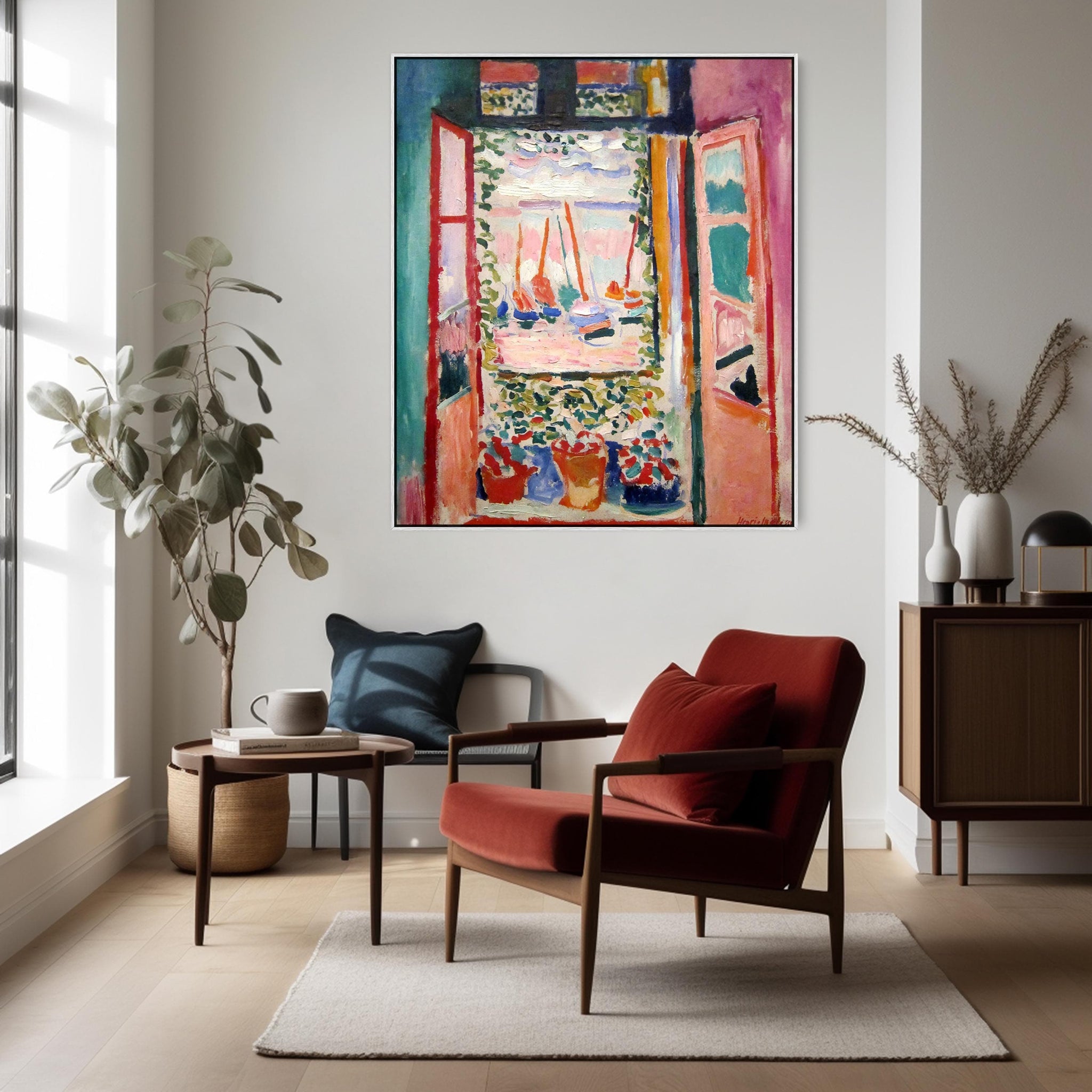 Large Colourful Henri Matisse Wall Art Framed Canvas Print of Open Win