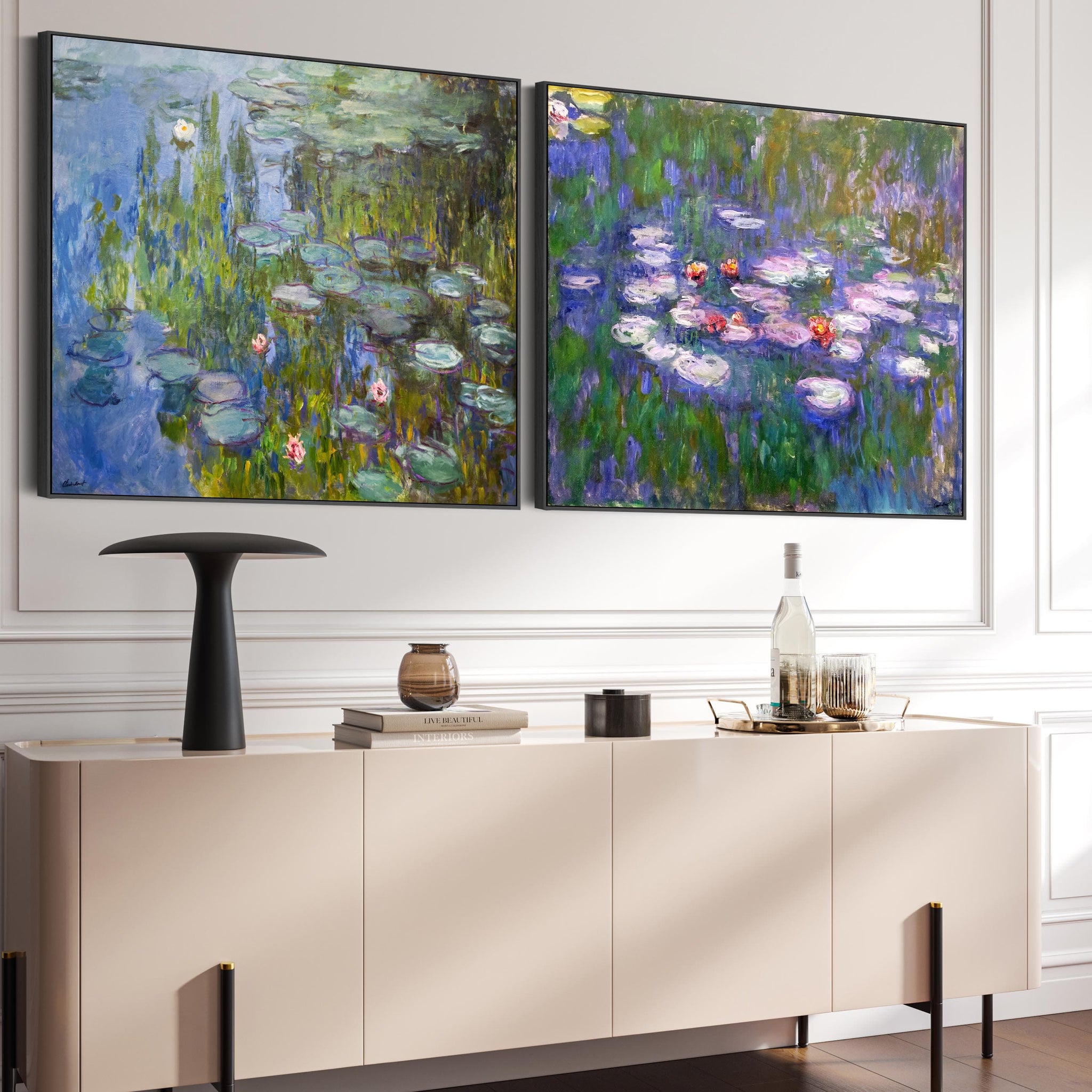 Extra Large Claude Monet Water Lilies Nympheas Pair of Blue Wall Art F
