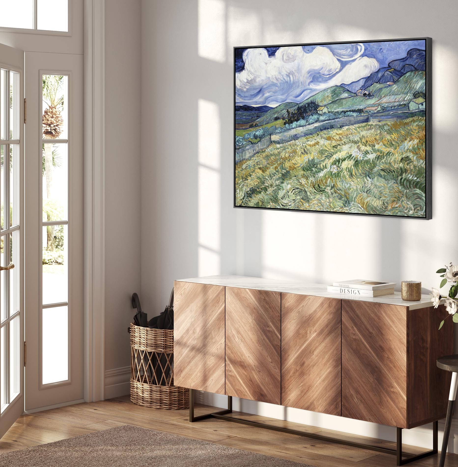 Large Vincent Van Gogh Wall Art Framed Canvas Print of Saint Remy Land