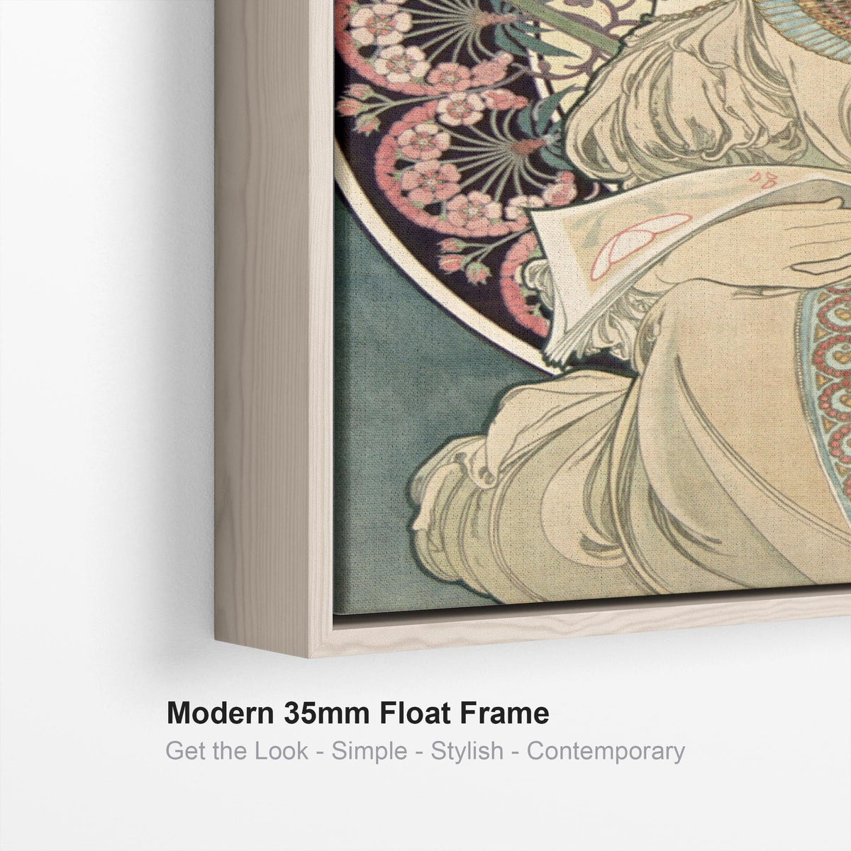 Extra Large Green Alphonse Mucha Wall Art Framed Canvas Portrait of F