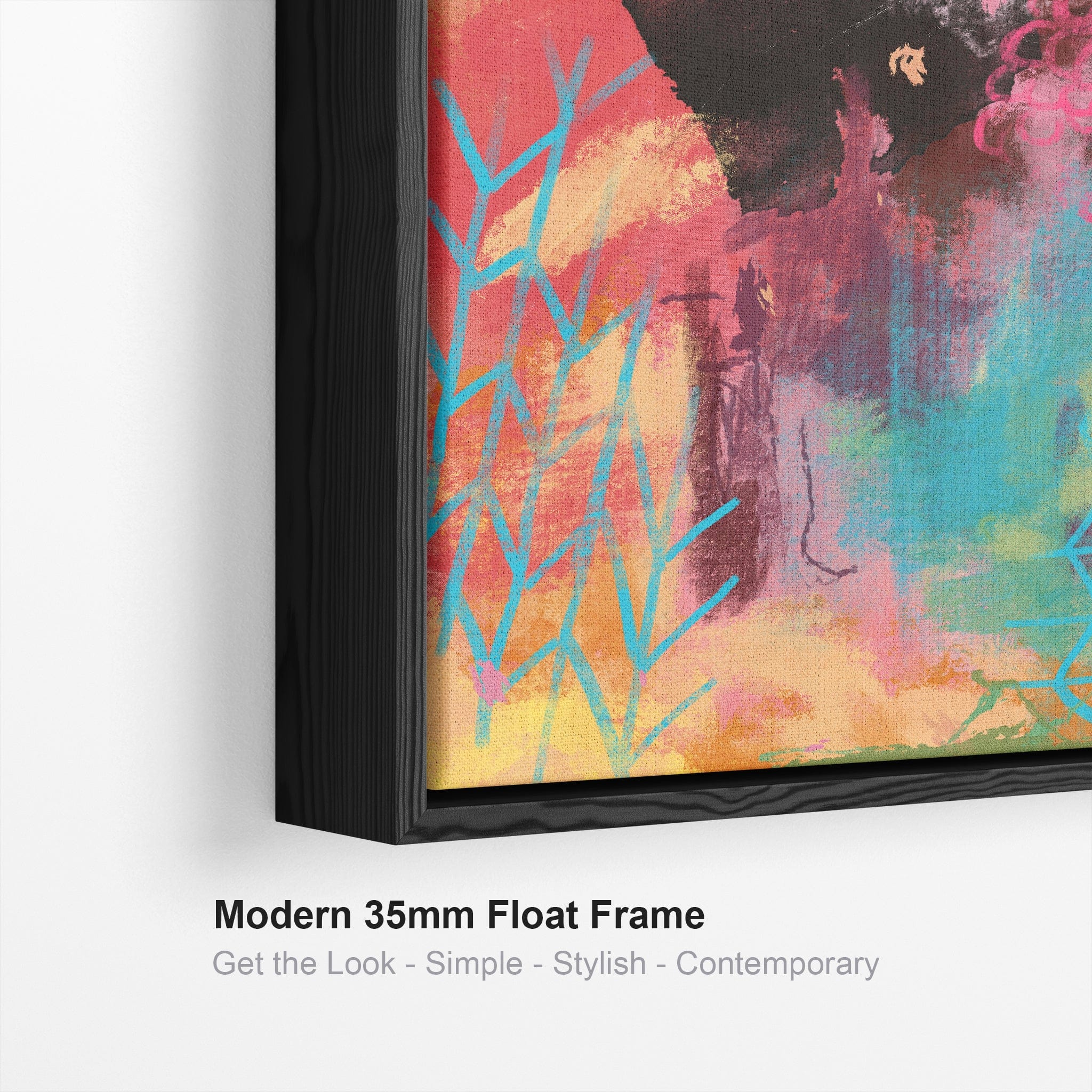 Large Multi Coloured Framed Wall Art Canvas - Colourful Abstract