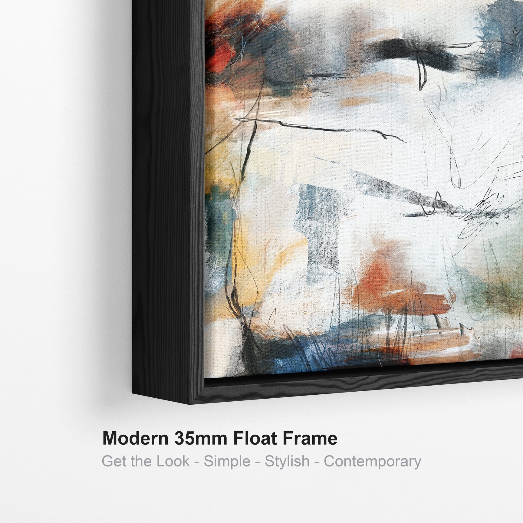 Large Modern Contemporary Abstract Wall Art - Framed Colourful Canvas ...