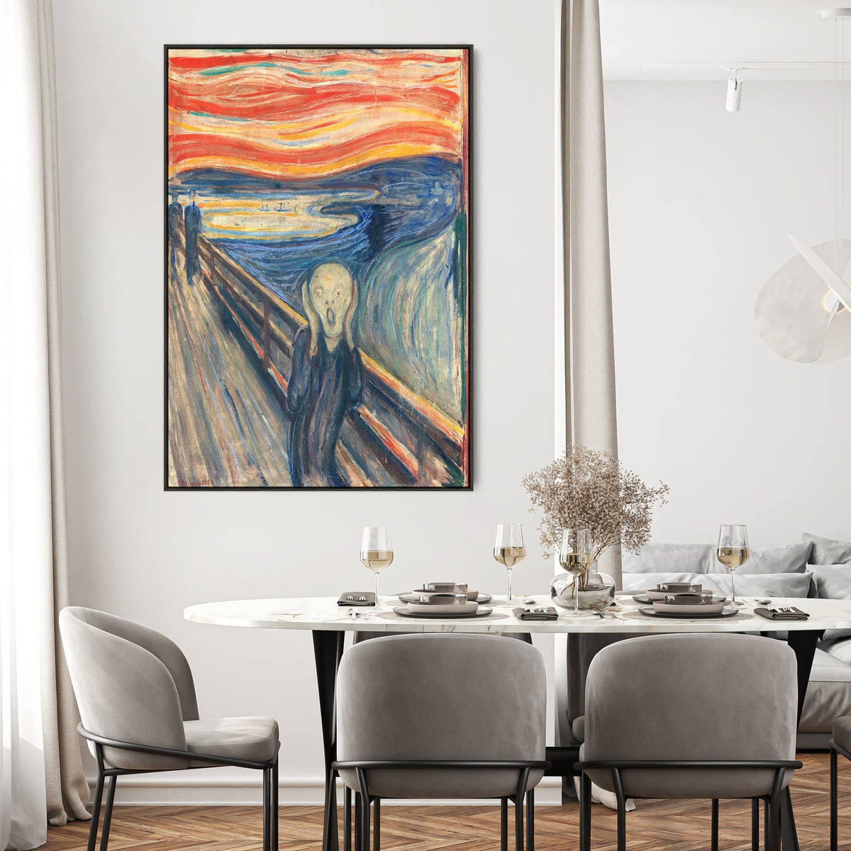 Large Edvard Munch Scream Wall Art Framed Canvas Print of Famous Paint