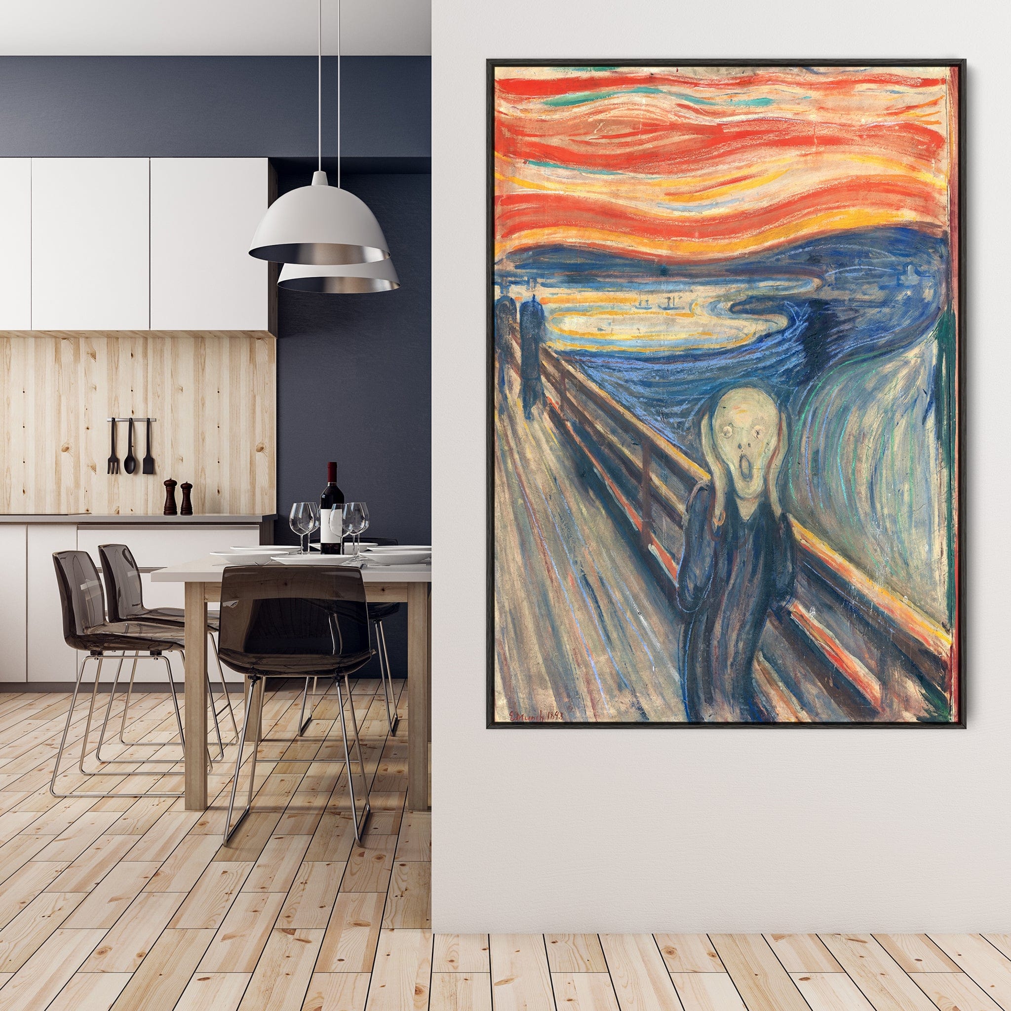 Large Edvard Munch Scream Wall Art Framed Canvas Print of Famous Paint
