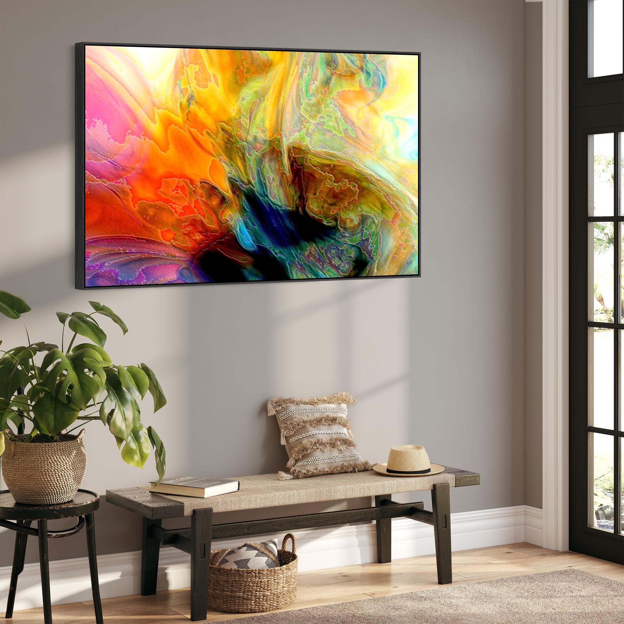 Extra Large Colourful Modern Wall Art Framed Canvas Print of Contempor