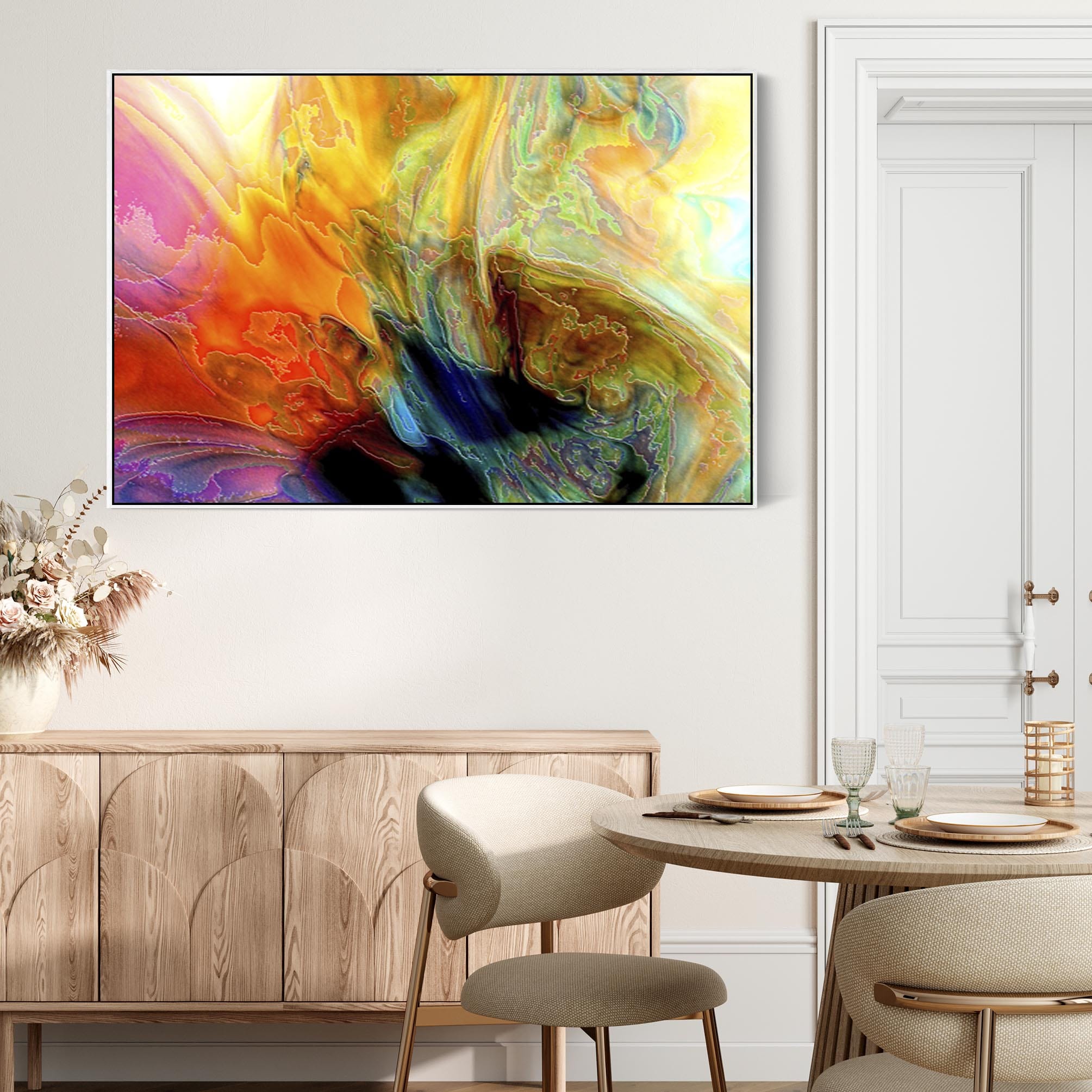 Extra Large Colourful Modern Wall Art Framed Canvas Print of Contempor