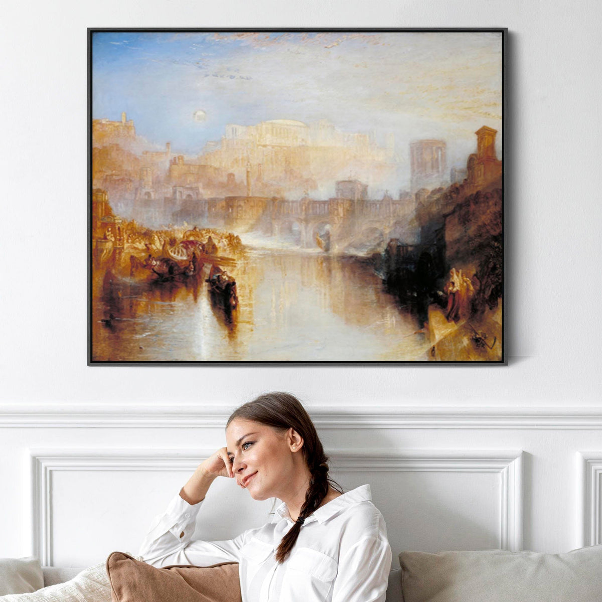 Large JMW William Turner Landscape Wall Art Framed Canvas Painting of