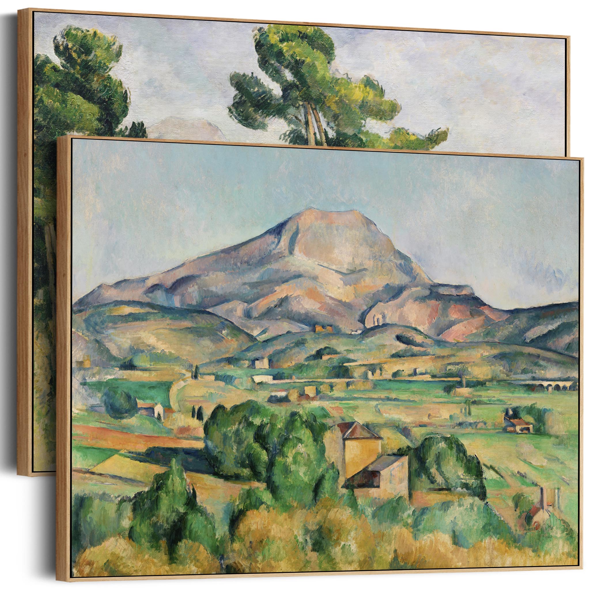 Extra Large Paul Cezanne Pair of Green Landscape Wall Art Framed Canva
