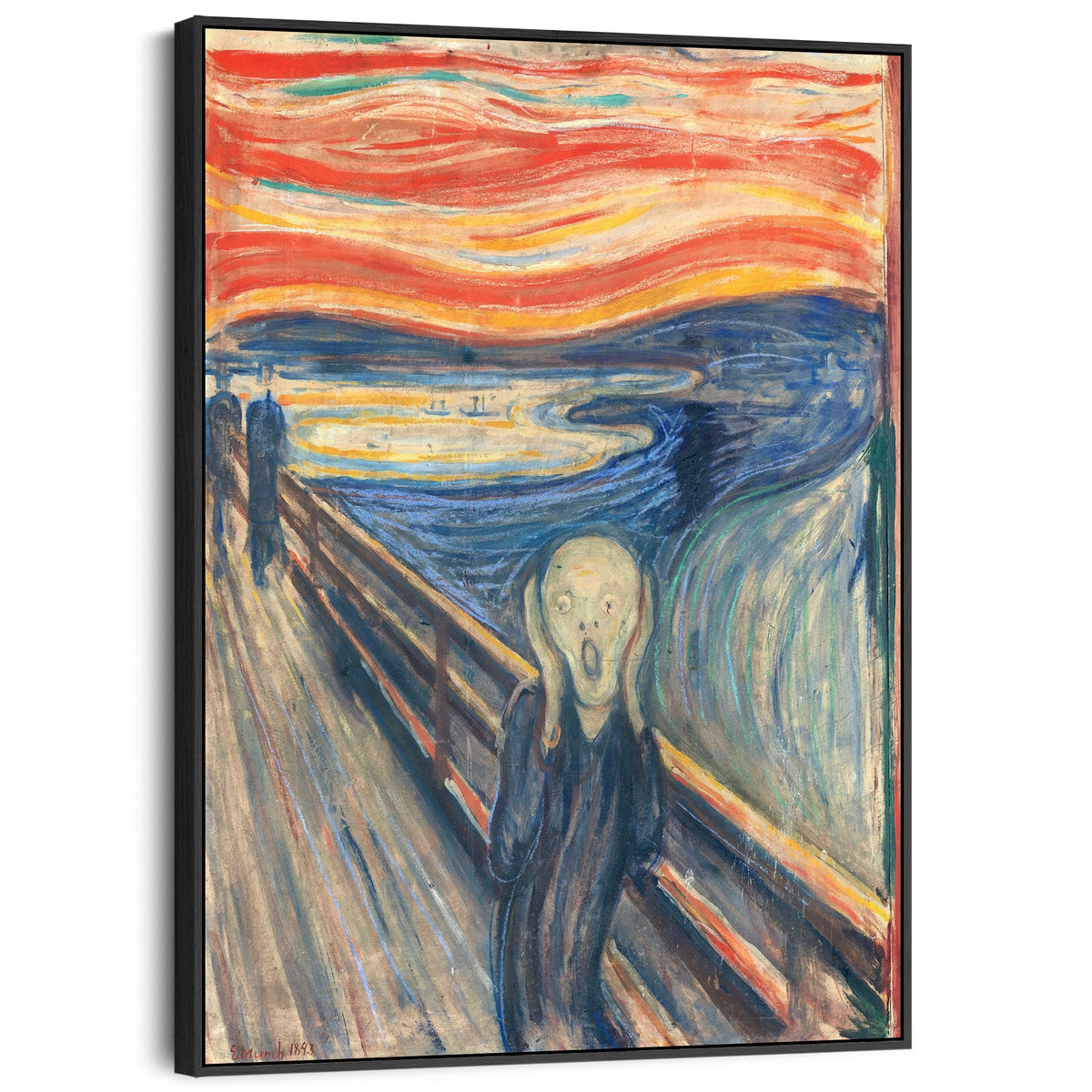 Large Edvard Munch Scream Wall Art Framed Canvas Print of Famous Paint