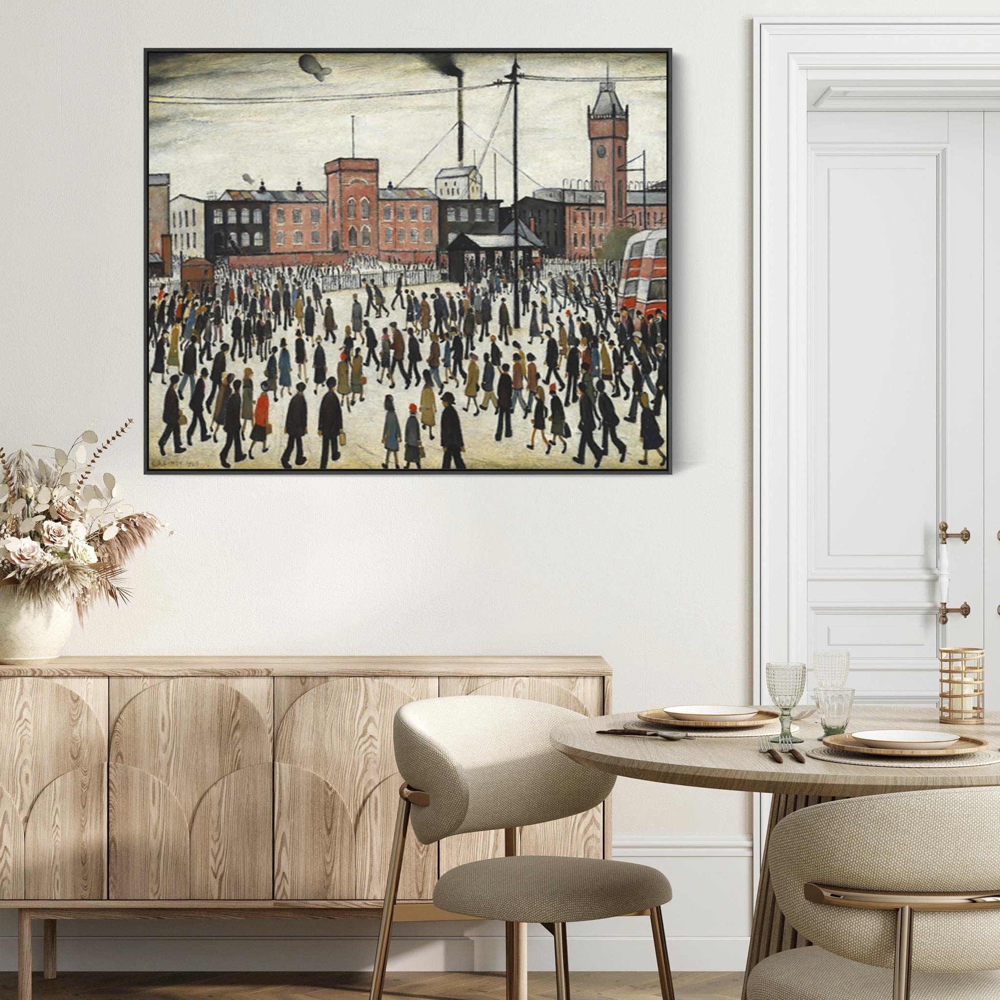 Large LS Lowry Framed Canvas Print of Going to Work Landscape Famous P