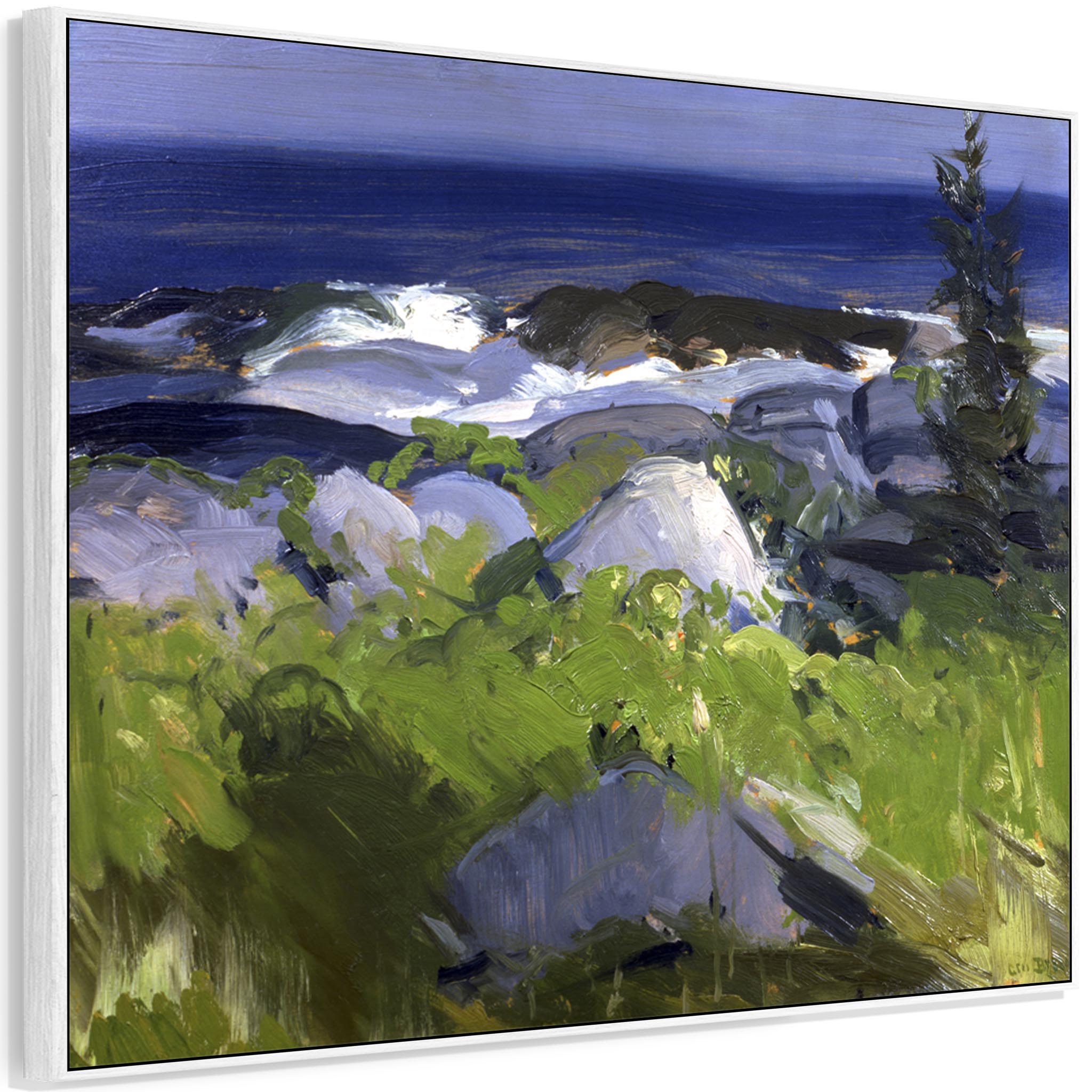 George Wesley Bellows Framed Wall Art Print Canvas Vine Clad Shore Mon
