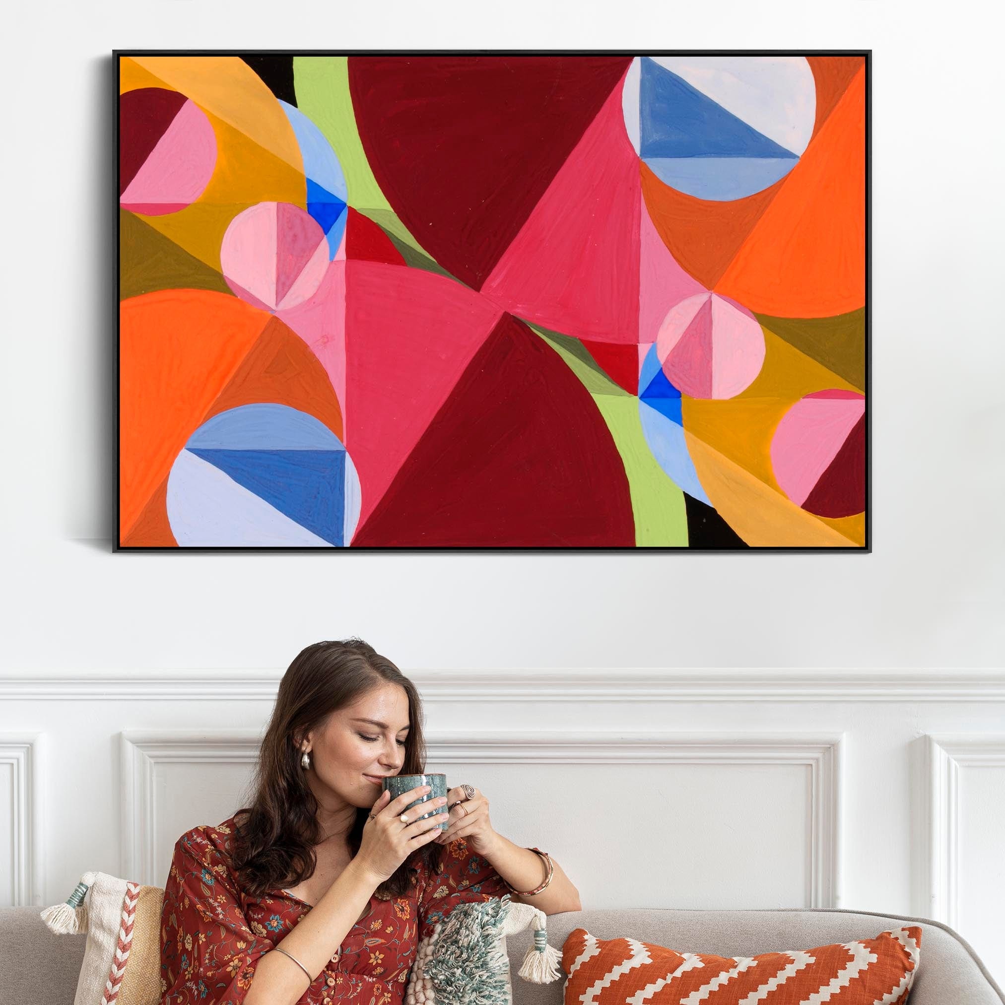 Joseph Schillinger Multi-Coloured Abstract Framed Canvas Wall Art Prin