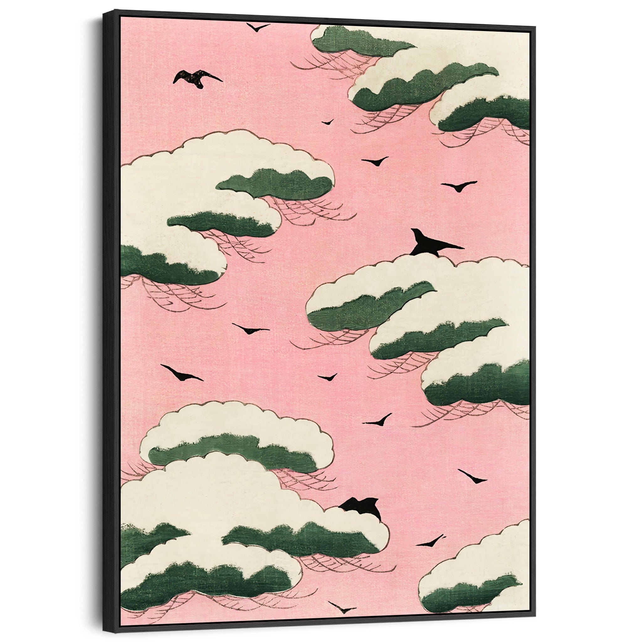 Japanese Pink Sky Wall Art Framed Canvas Print of Watanebe Seitei Pain