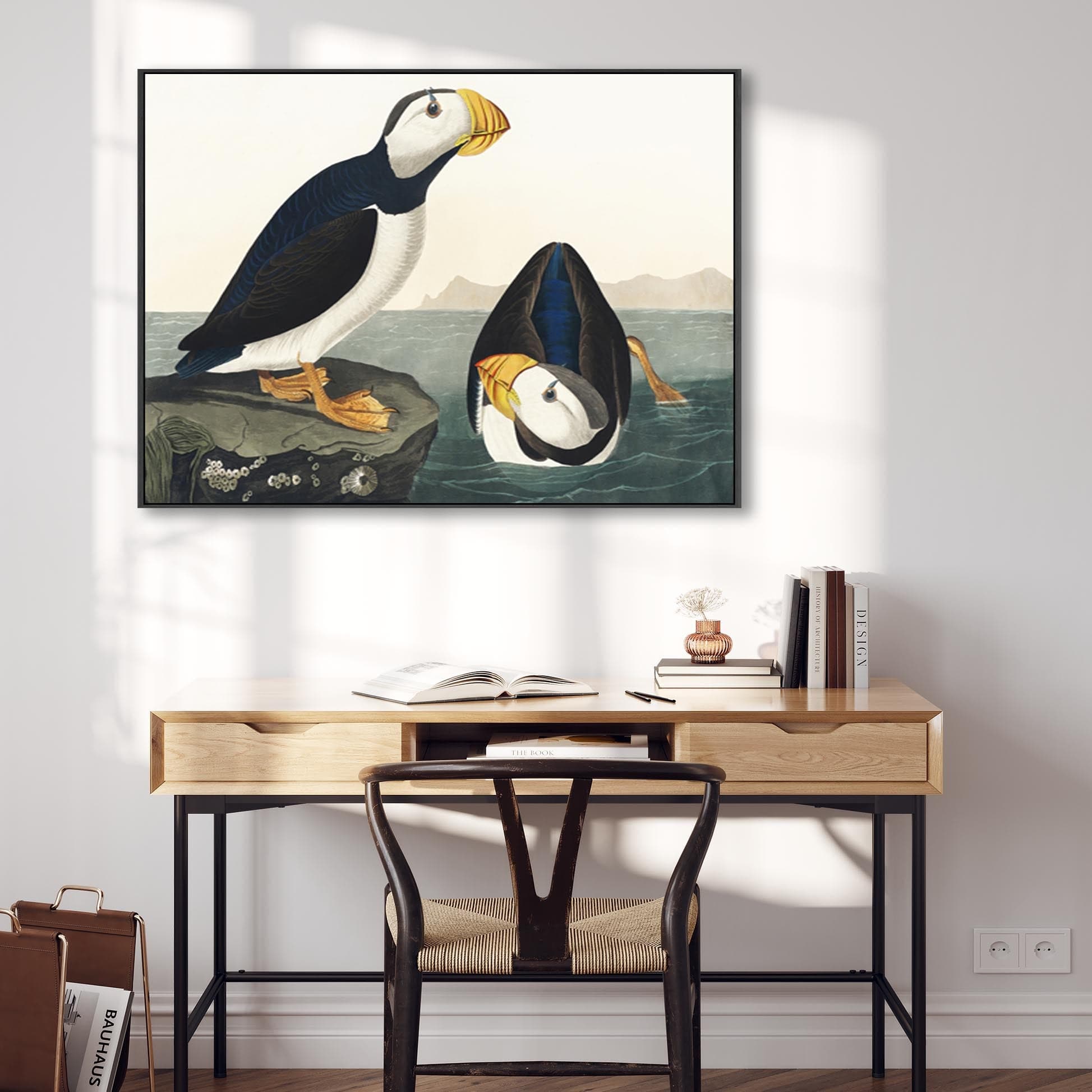 Large Billed Puffin - Framed Canvas Wall Art - John James Audubon - Bi