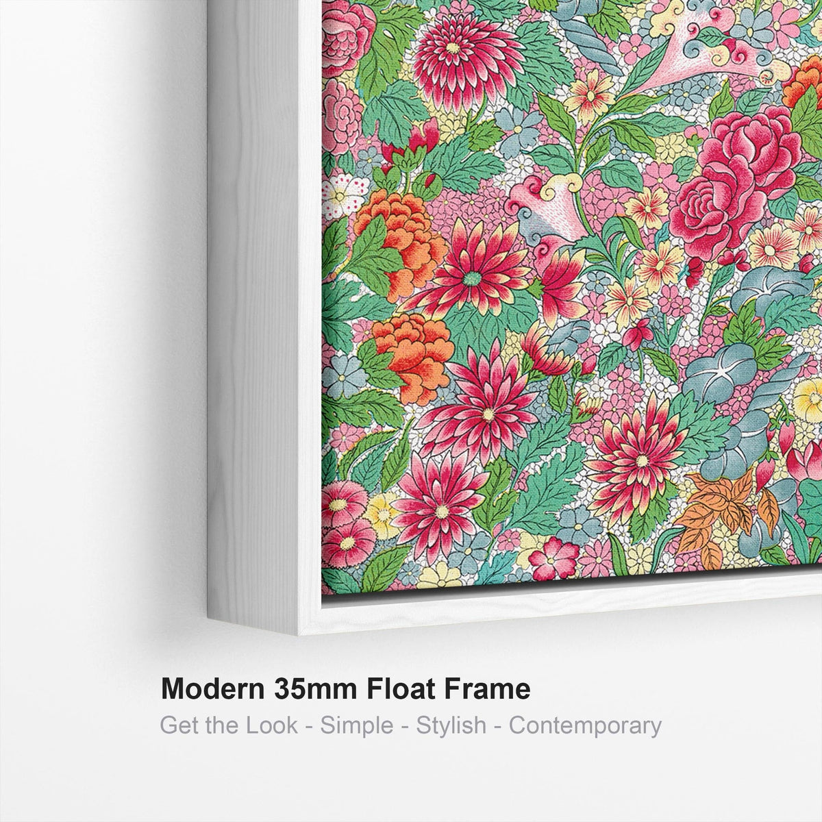Large Colourful Floral Wall Art Framed Canvas Print of Japanese Flower ...