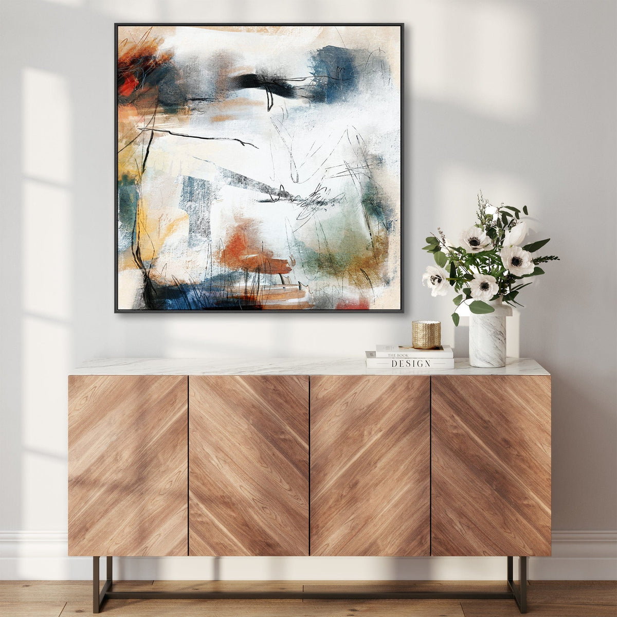 Large Modern Contemporary Abstract Wall Art - Framed Colourful Canvas ...