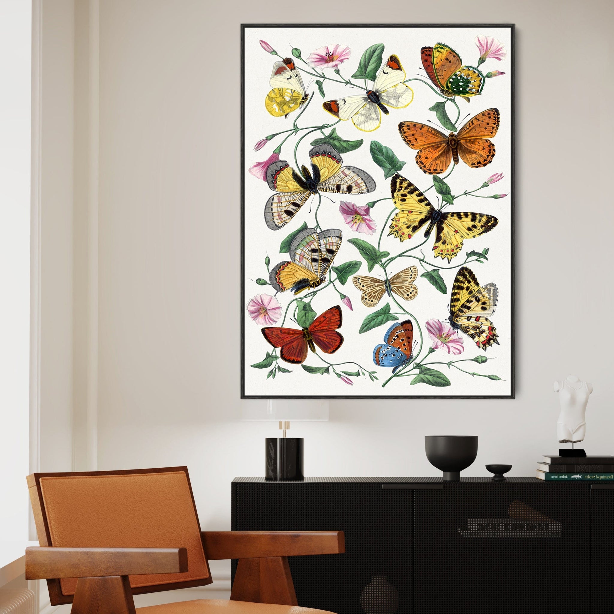 Large Bright Colourful Wall Art Framed Butterfly Multi Coloured Canvas