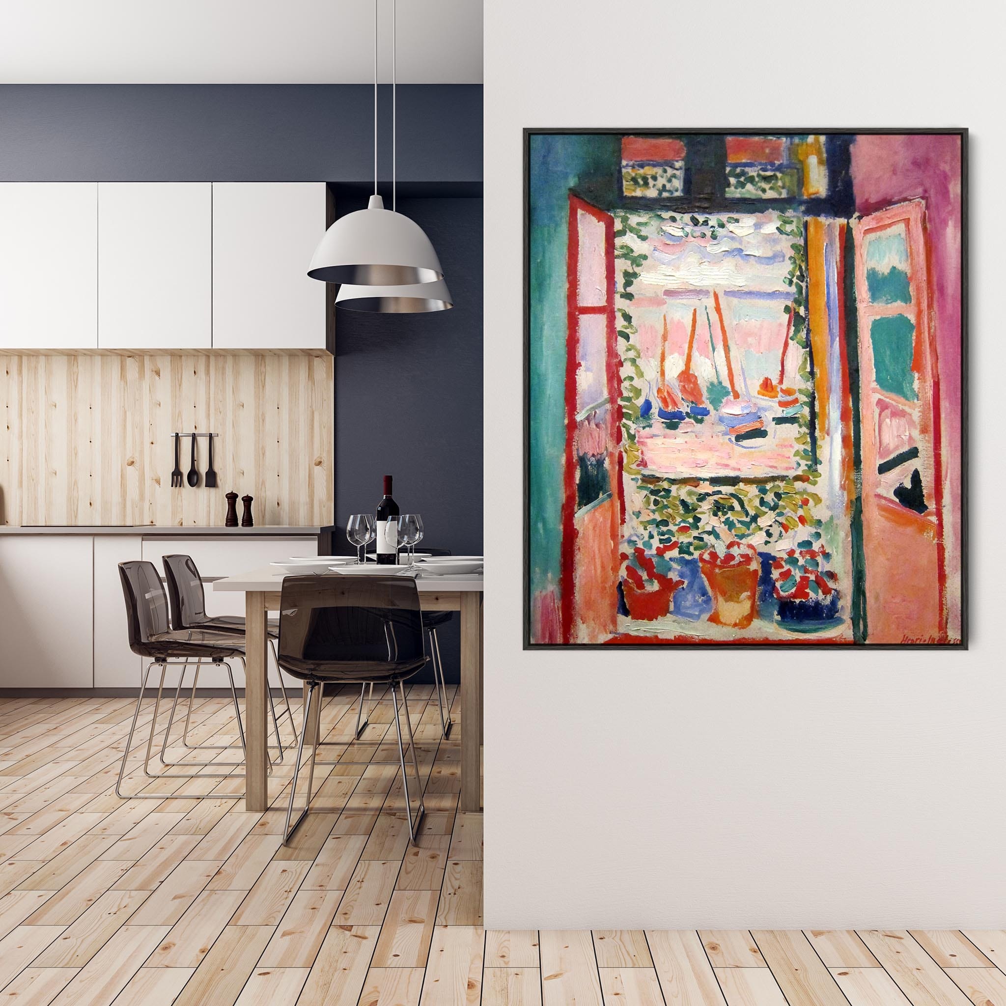 Large Colourful Henri Matisse Wall Art Framed Canvas Print of Open Win