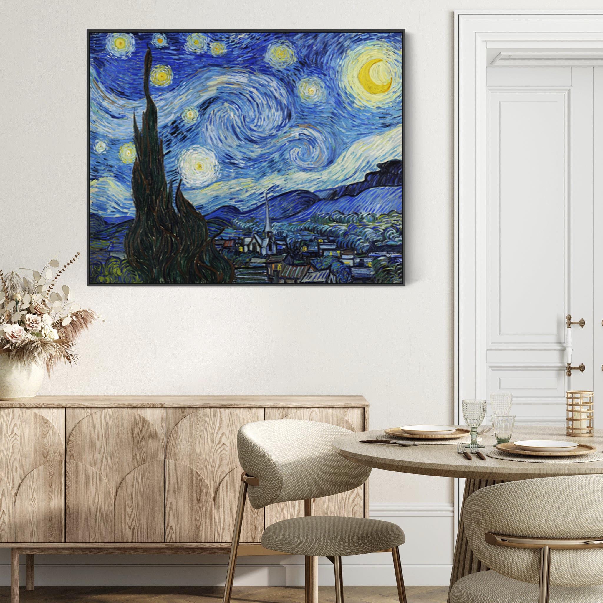 Large Vincent Van Gogh Wall Art Framed Canvas Print of Starry Night Pa ...