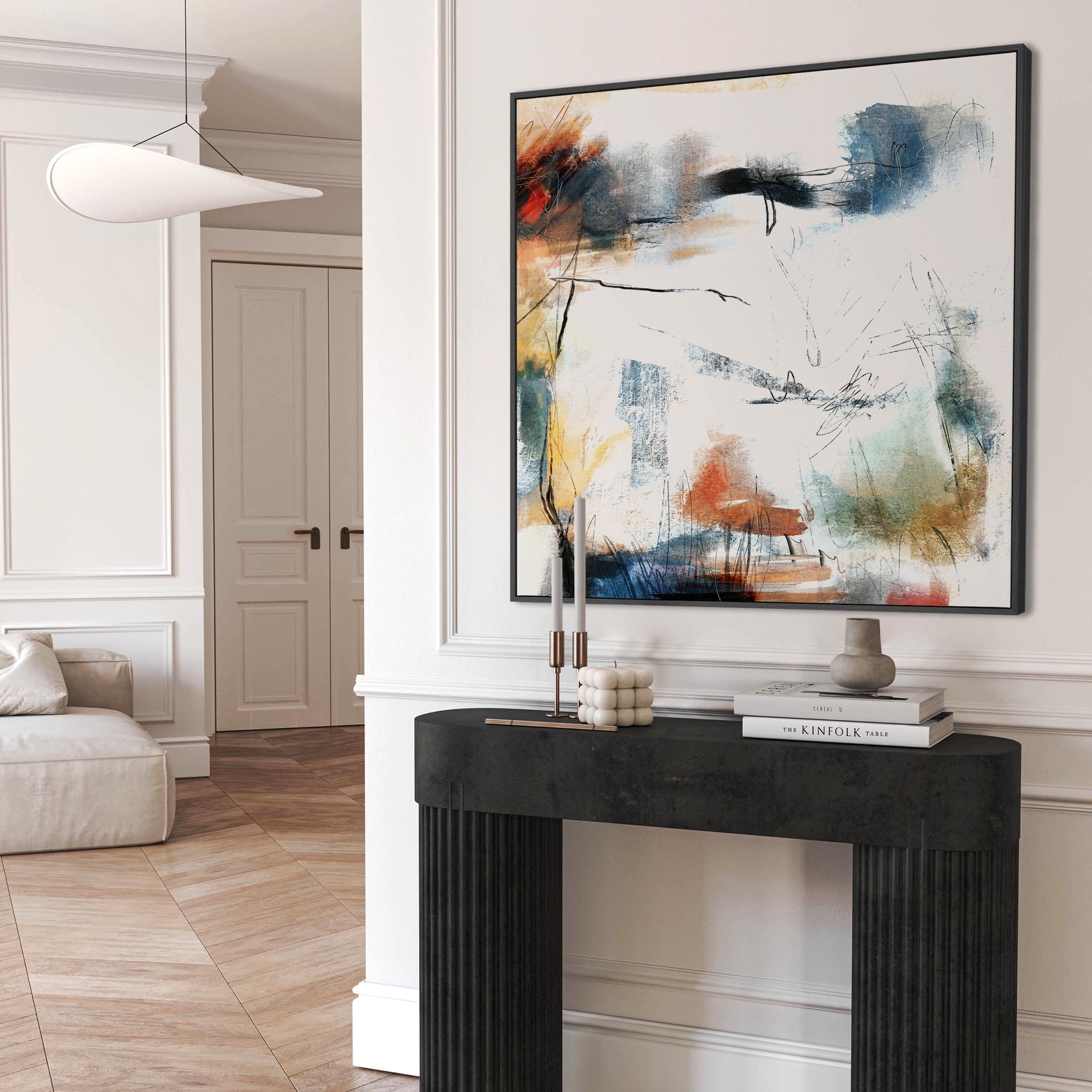 Large Modern Contemporary Abstract Wall Art - Framed Colourful Canvas