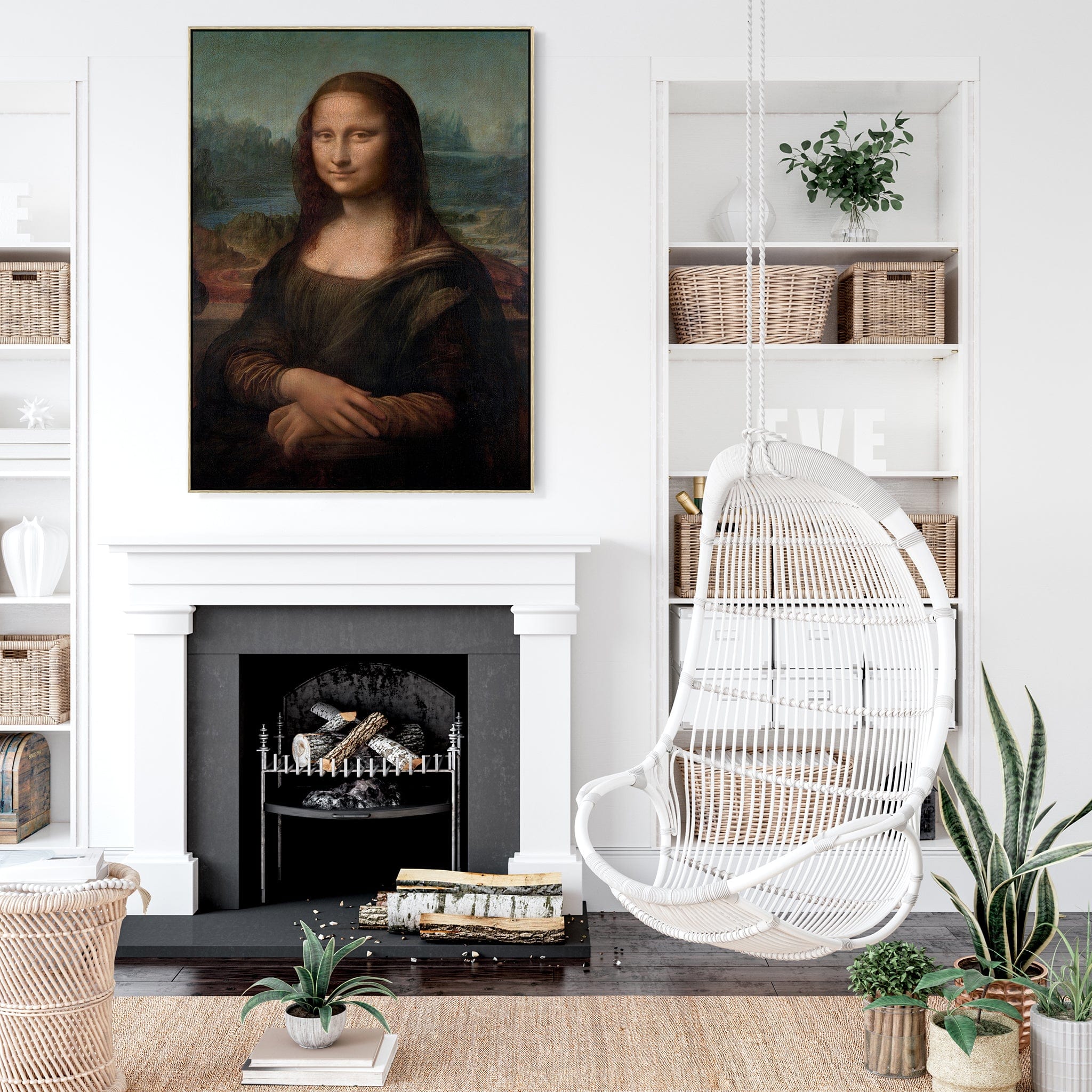 Large Mona Lisa Wall Art Framed Canvas Print of Leonardo da Vinci Pain