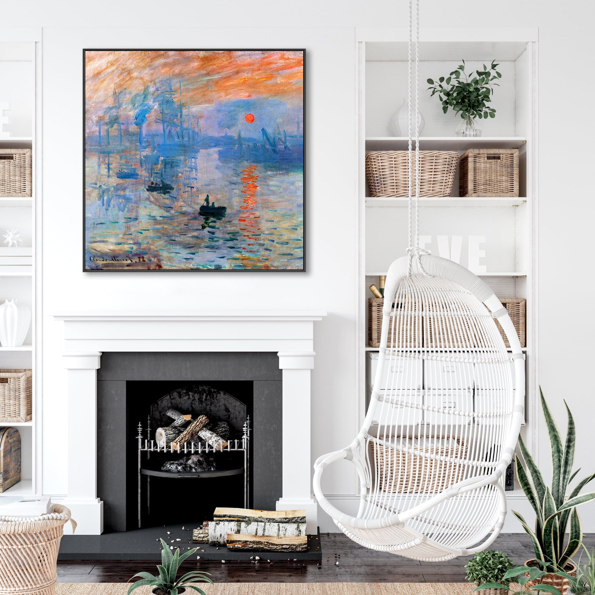 Claude Monet Framed Canvas Wall Art Print - Sunrise - Extra Large XL