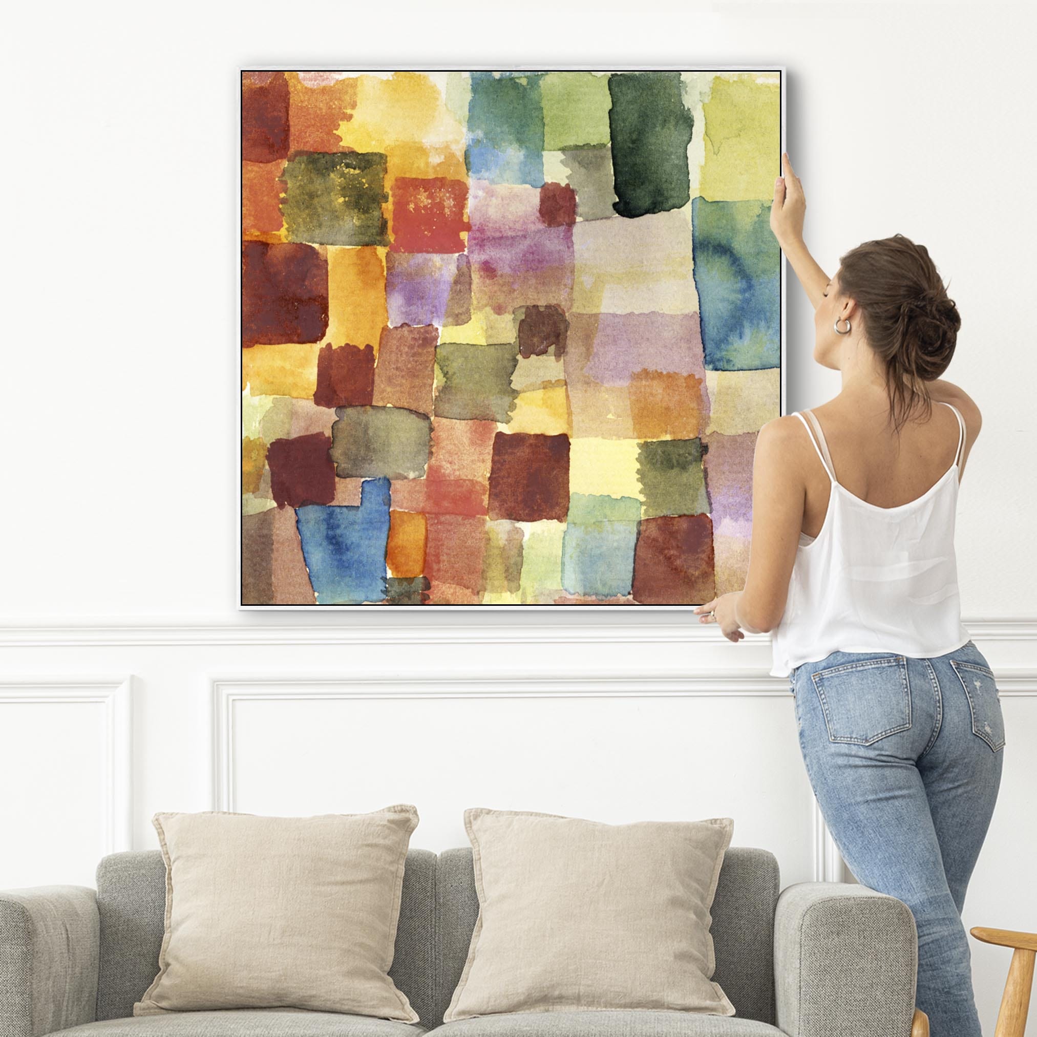 Large Multi Coloured Paul Klee Abstract Wall Art Framed Canvas Print o