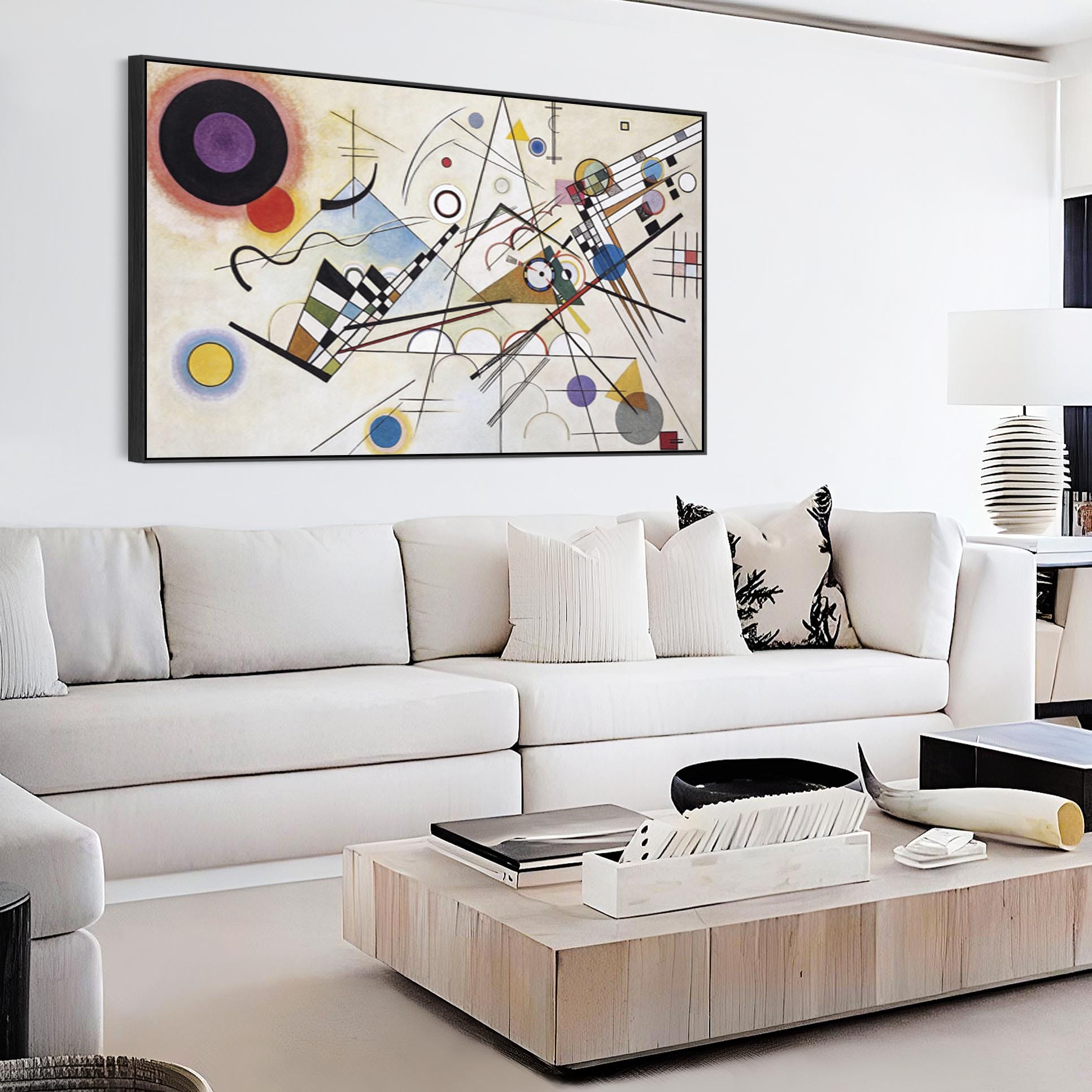 Large Wassily Kandinsky Multi Coloured Abstract Wall Art Framed Canvas