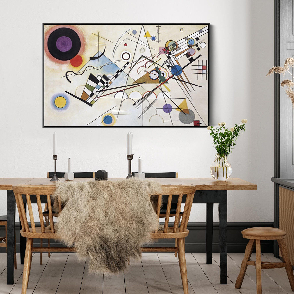 Large Wassily Kandinsky Multi Coloured Abstract Wall Art Framed Canvas ...