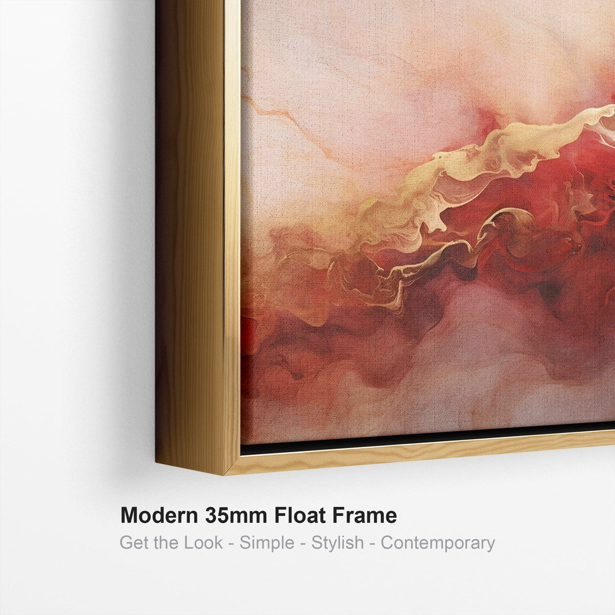 Large Red Gold Framed Abstract Canvas Wall Art - Set of 3 XXL - 212cm