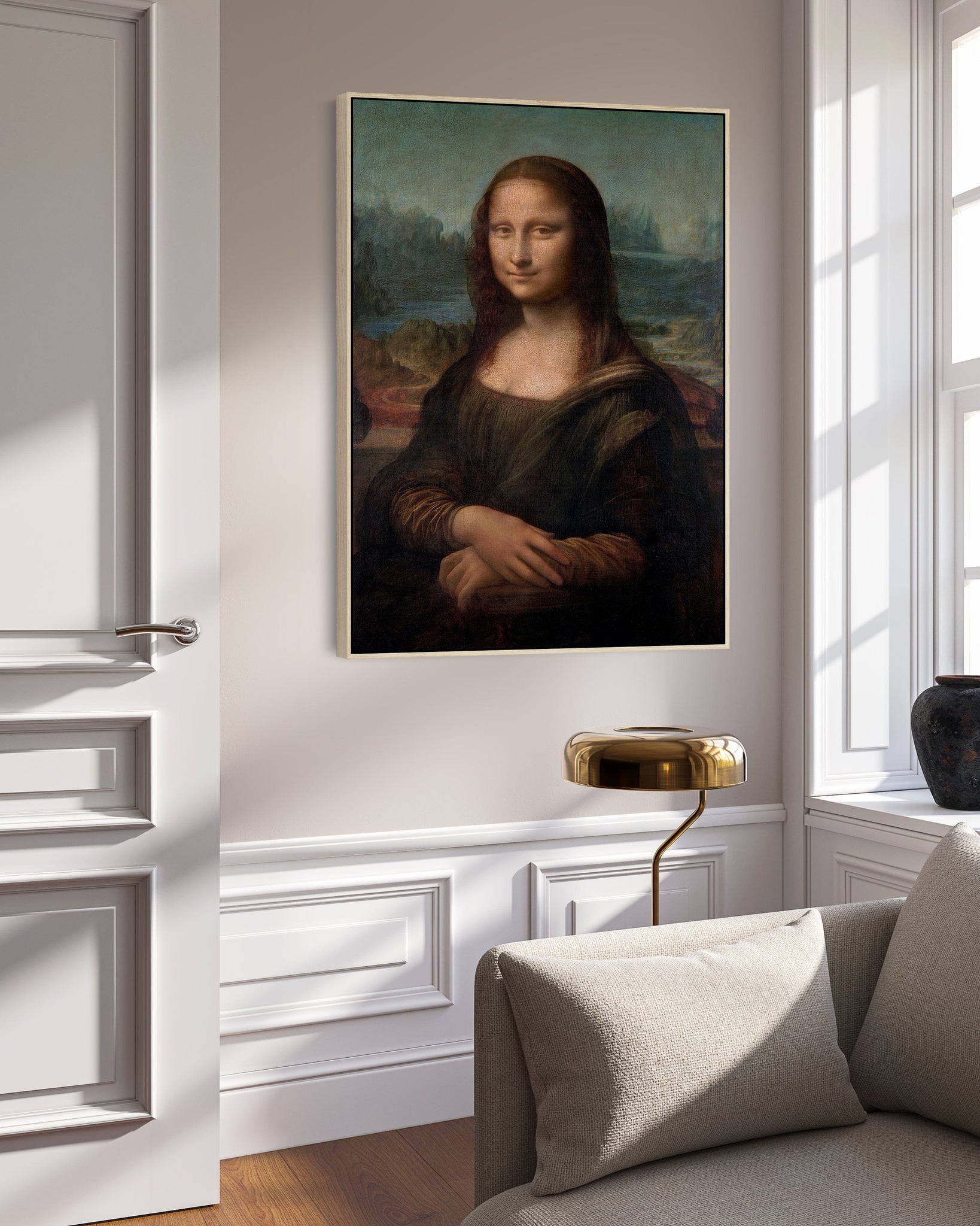 Large Mona Lisa Wall Art Framed Canvas Print of Leonardo da Vinci Pain