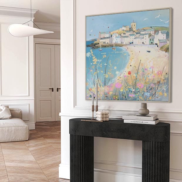 Coastal Cornwall Wall Art Framed Canvas Print of Cornish Harbour Paint