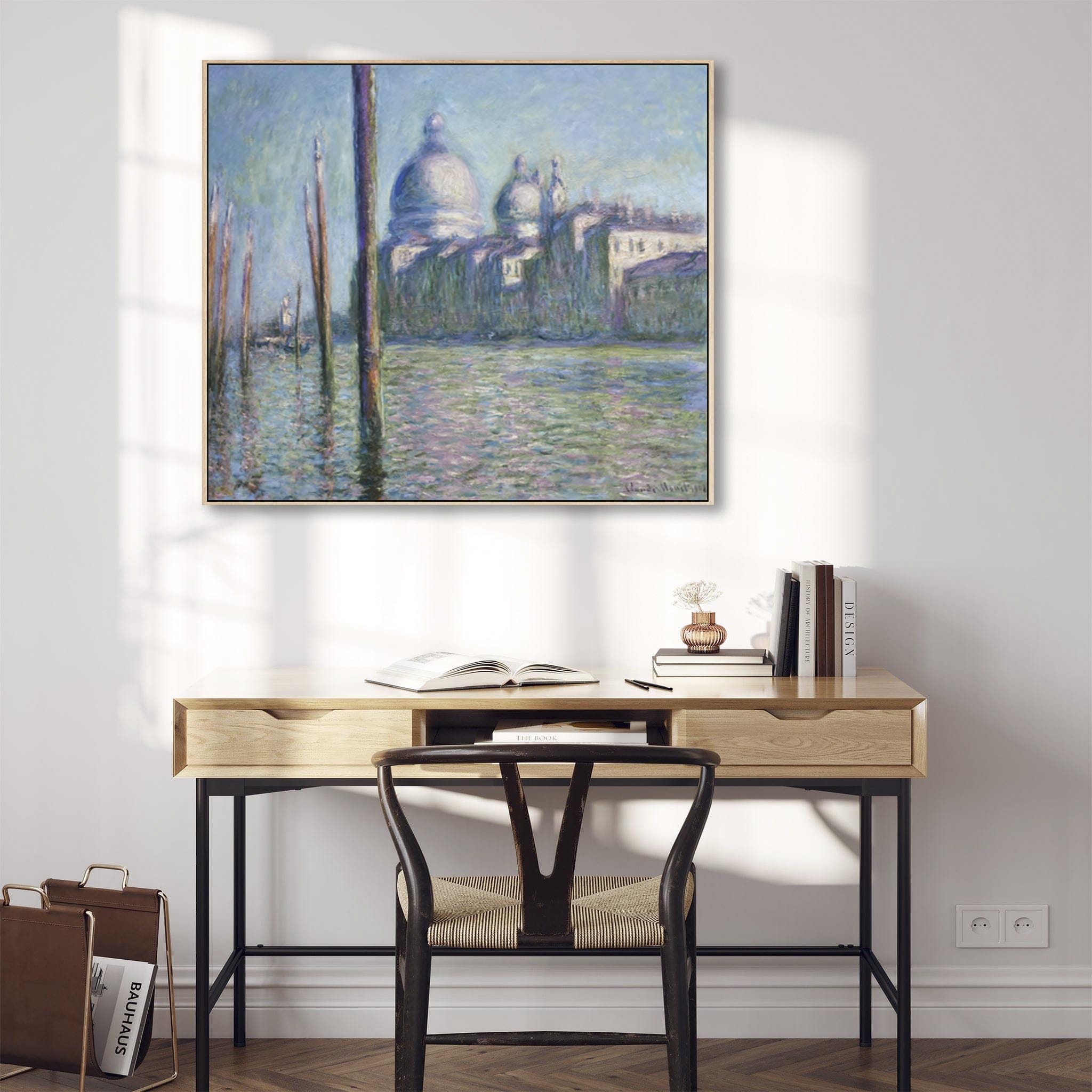 Large Claude Monet Framed Canvas Print of Le Grand Canal Venice Landsc