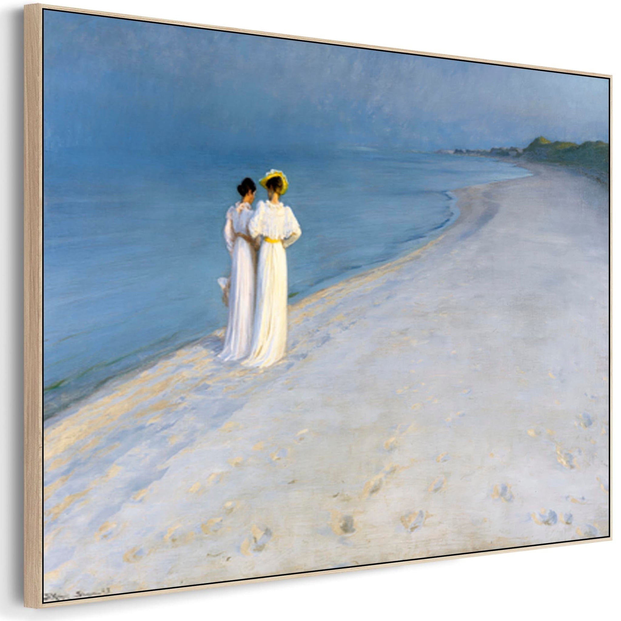 Large Beach Scene Wall Art Framed Canvas Print of Summer Evening Skaag