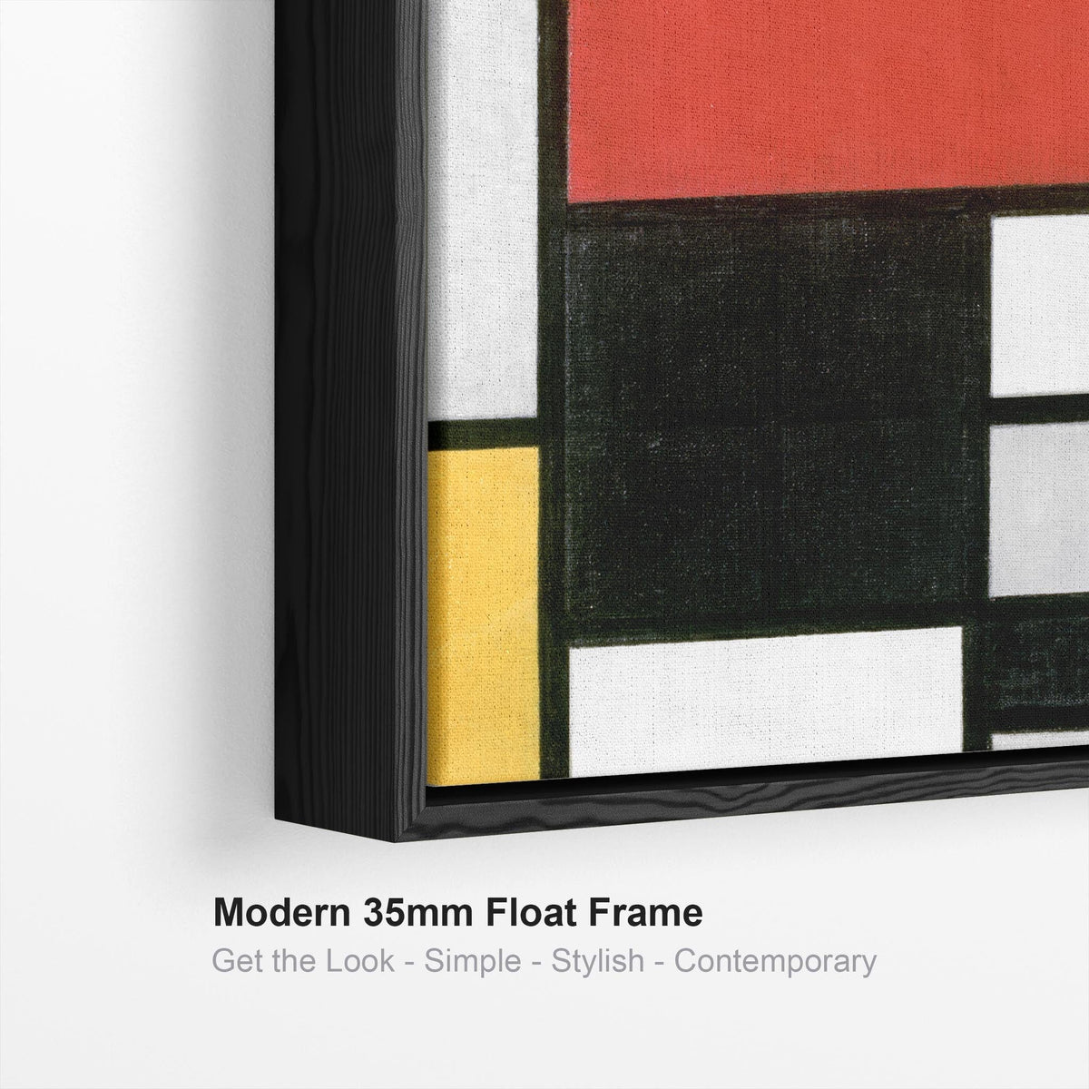 Piet Mondrian Framed Artwork Print on Canvas Composition Red Yellow Bl ...