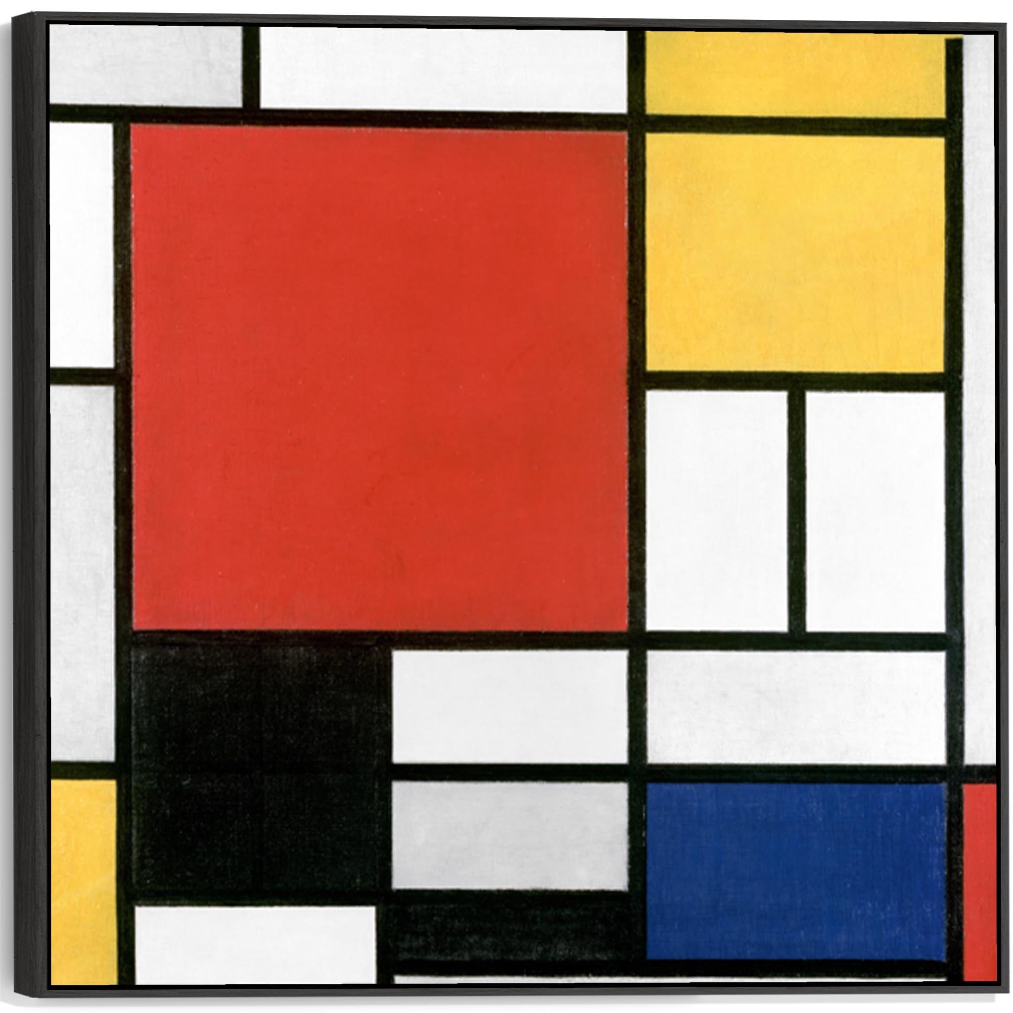 Piet Mondrian Framed Artwork Print on Canvas Composition Red Yellow Bl