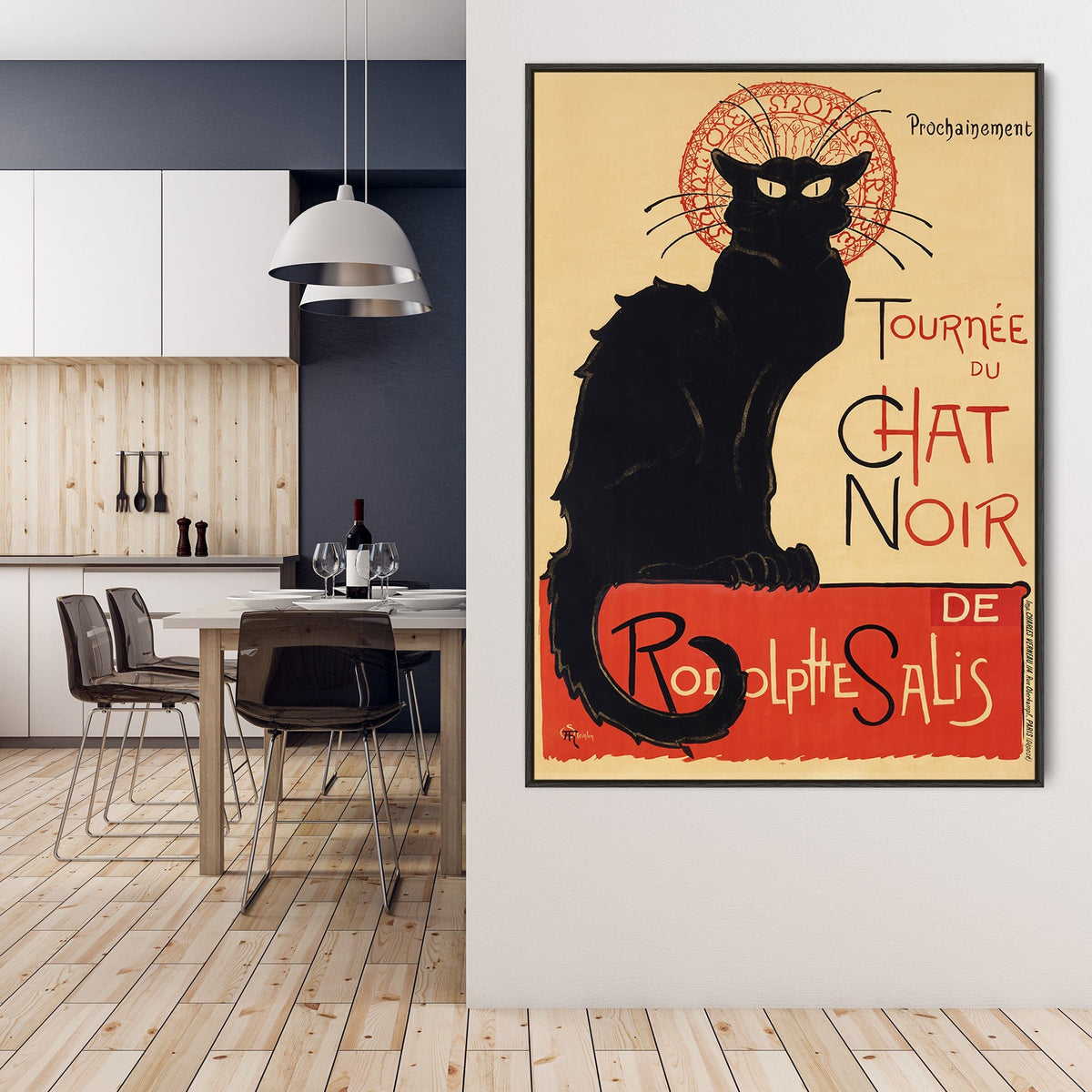Black Cat Wall Art Framed Le Chat Noir Paris Canvas Print