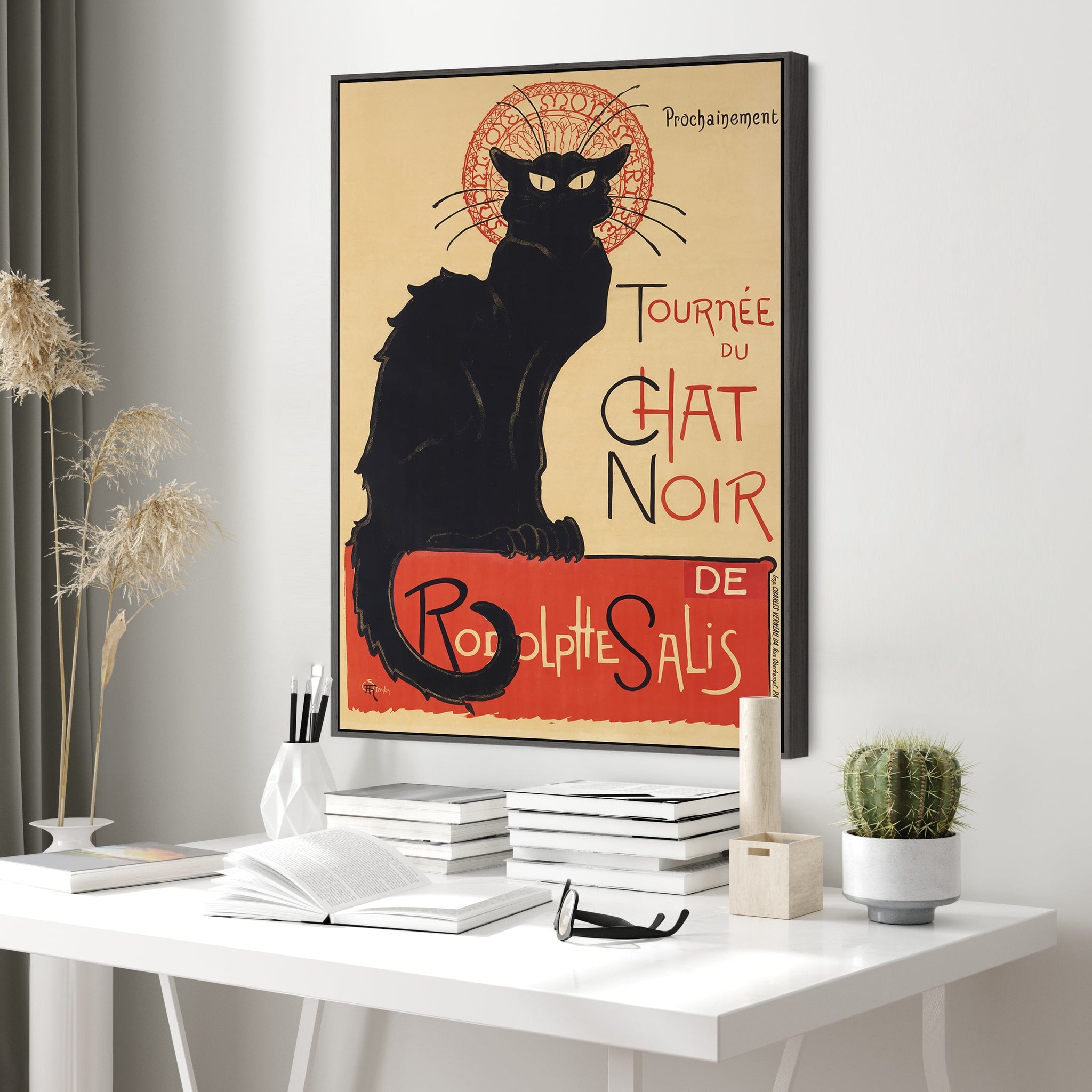 Black Cat Wall Art Framed Le Chat Noir Paris Canvas Print
