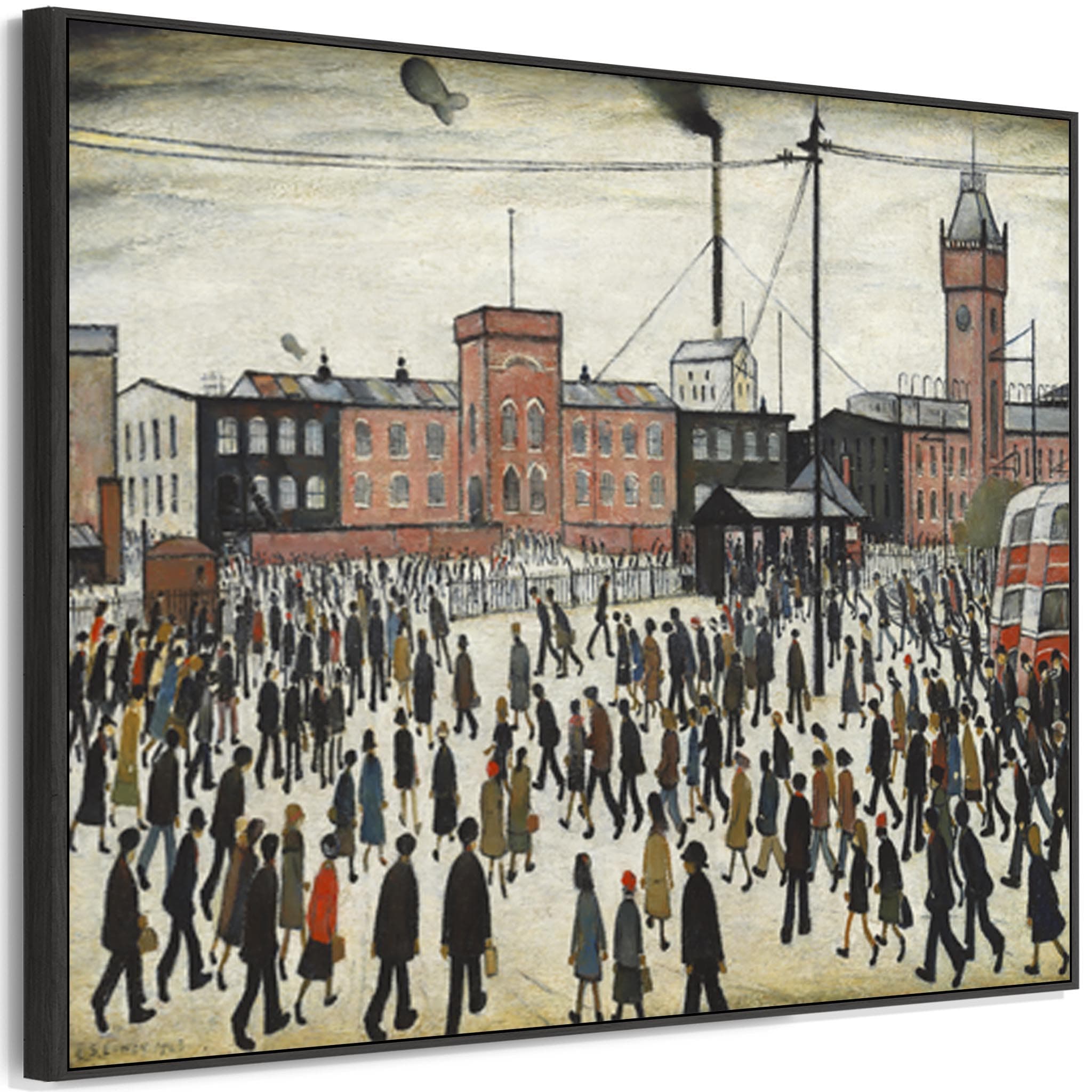 Large LS Lowry Framed Canvas Print of Going to Work Landscape Famous P