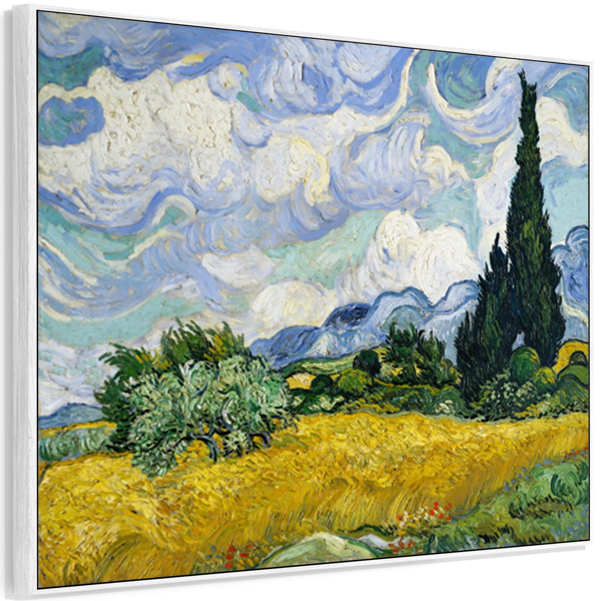 Large Vincent Van Gogh Wall Art Framed Canvas Print of Wheatfield Pain ...