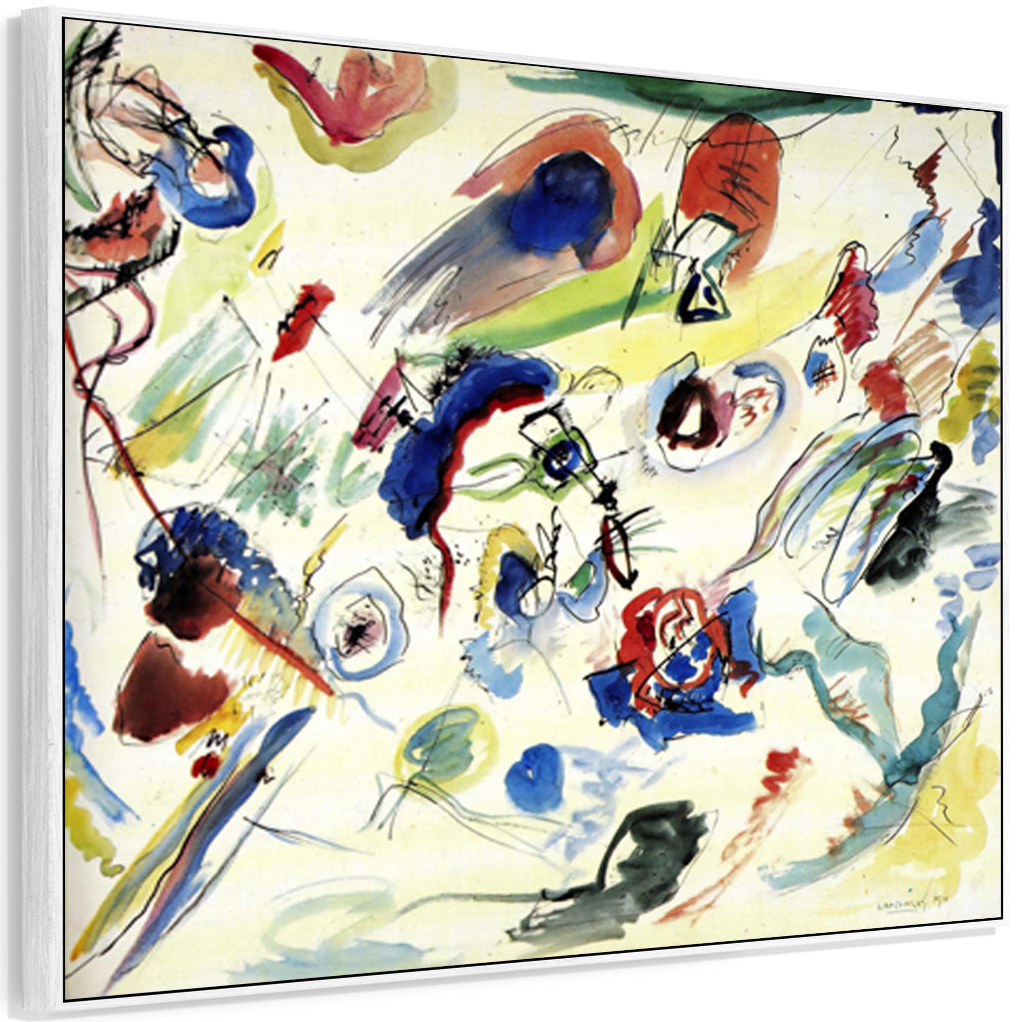 Large Colourful Wassily Kandinsky Abstract Wall Art Framed Canvas Prin
