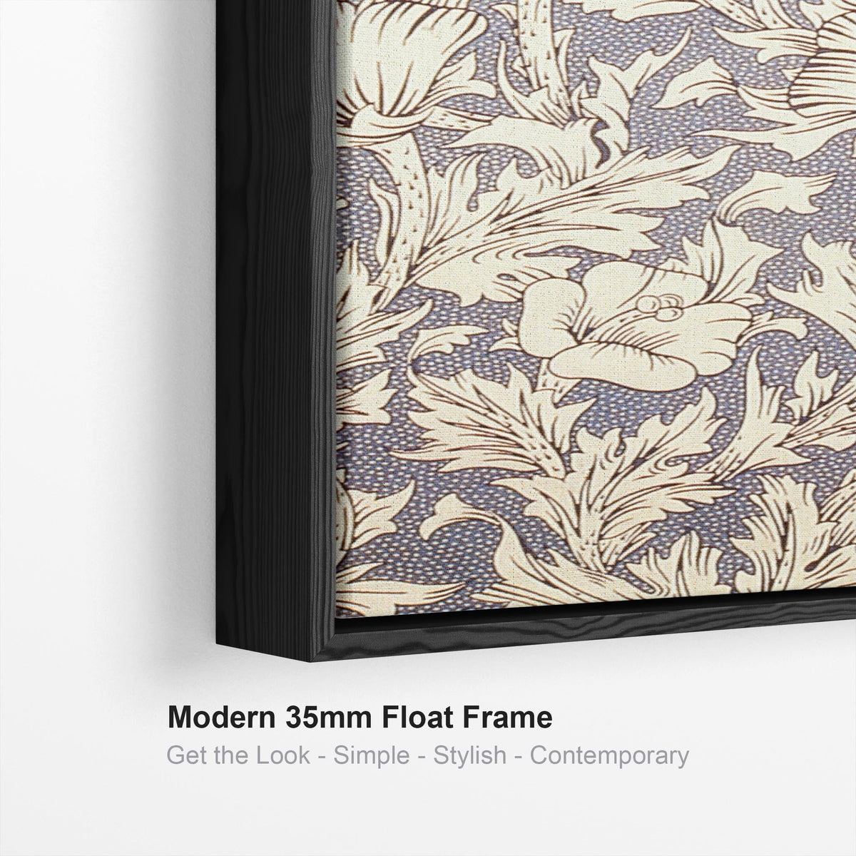 William Morris Grey White Framed Artwork Print on Canvas Floral Patter ...