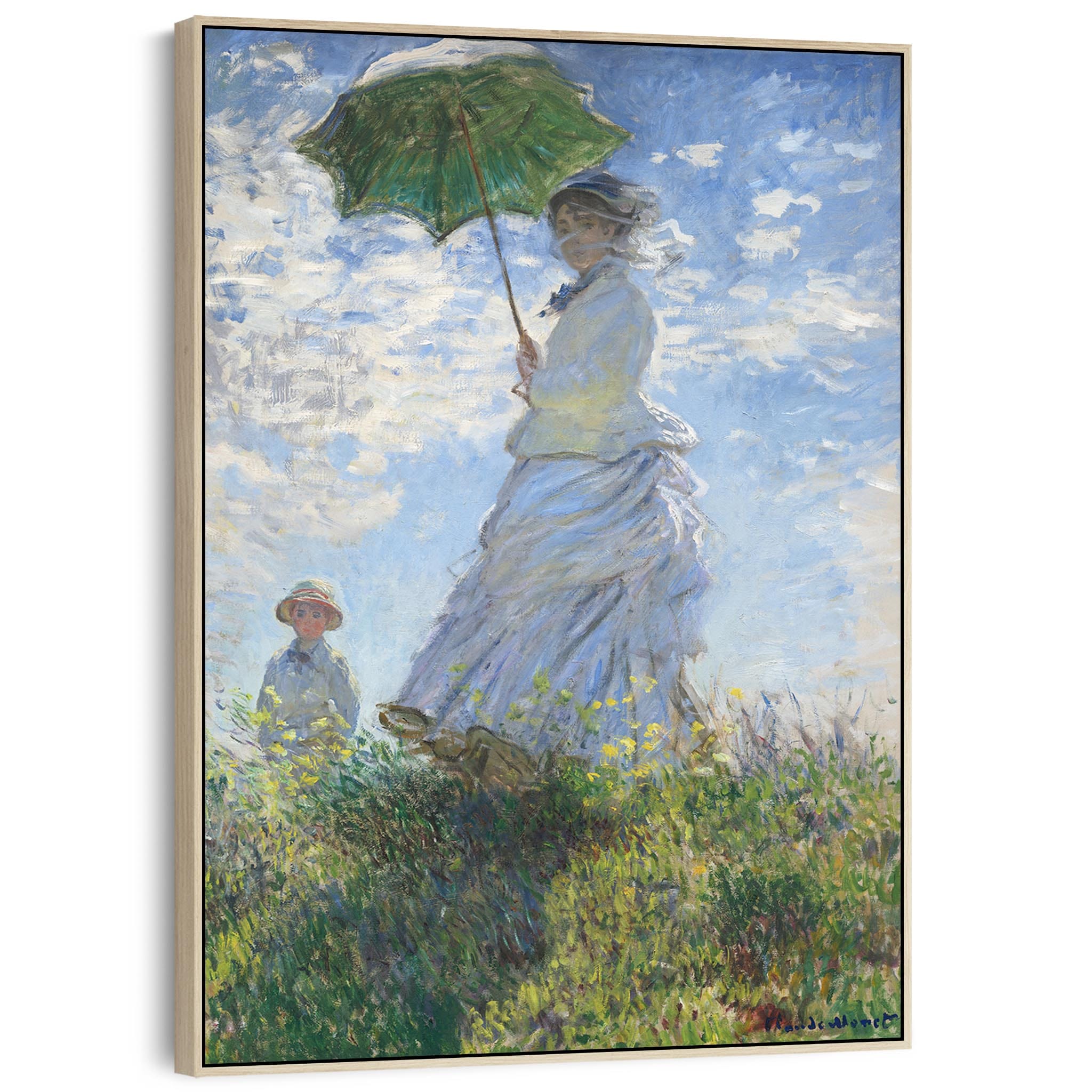 Woman with Parasol Wall Art Framed Canvas Print of Claude Monet Lady w