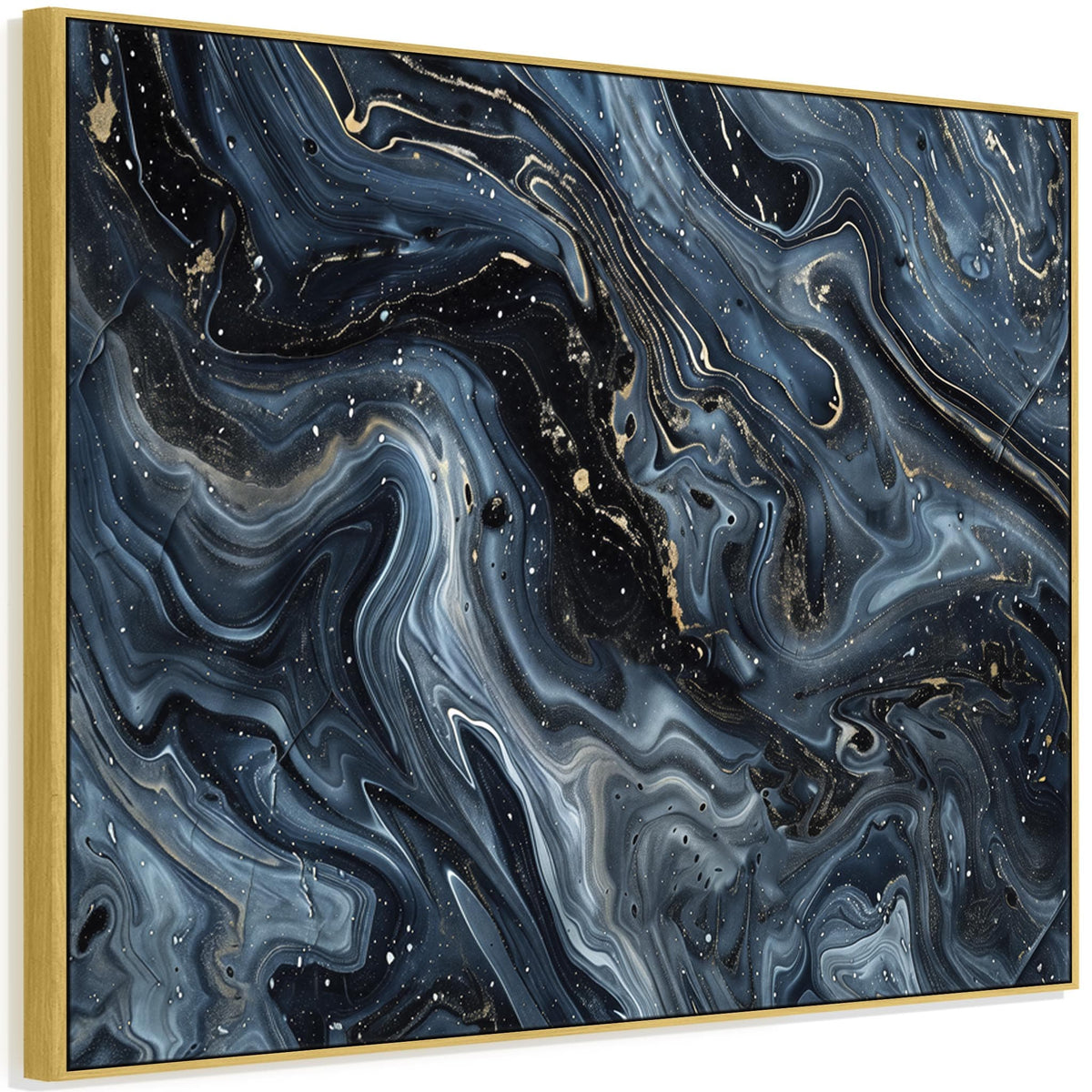 Abstract Framed Canvas Wall Art Blue Gold - Pathways – wallfillers.co.uk