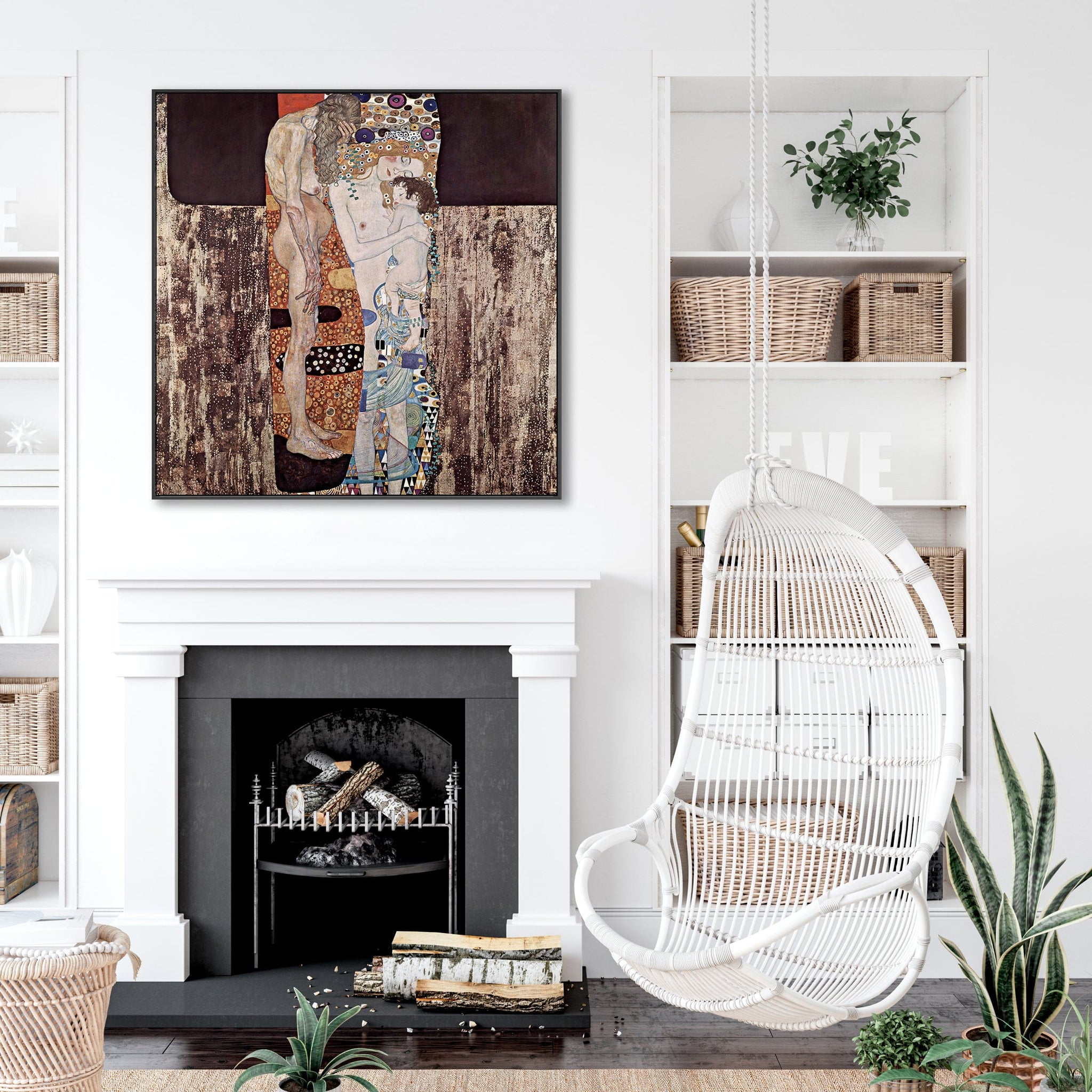 Gustav Klimt Abstract - Three Ages of a Woman - Framed Canvas Wall Art