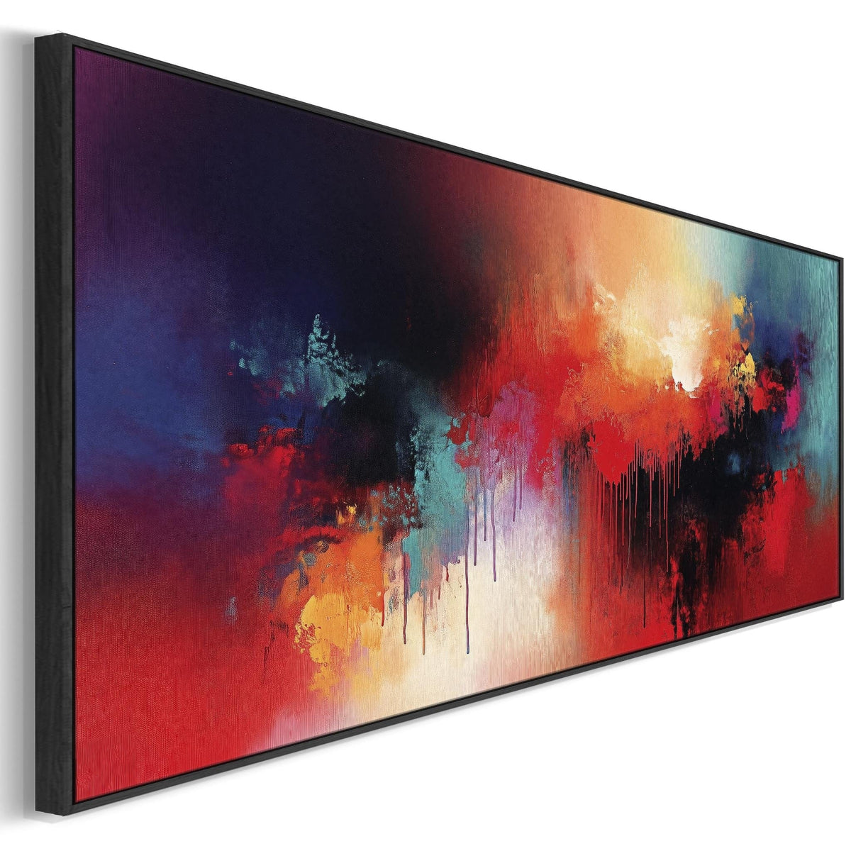Wide Multi-Coloured Horizontal Framed Wall Art Print Colourful Abstrac ...