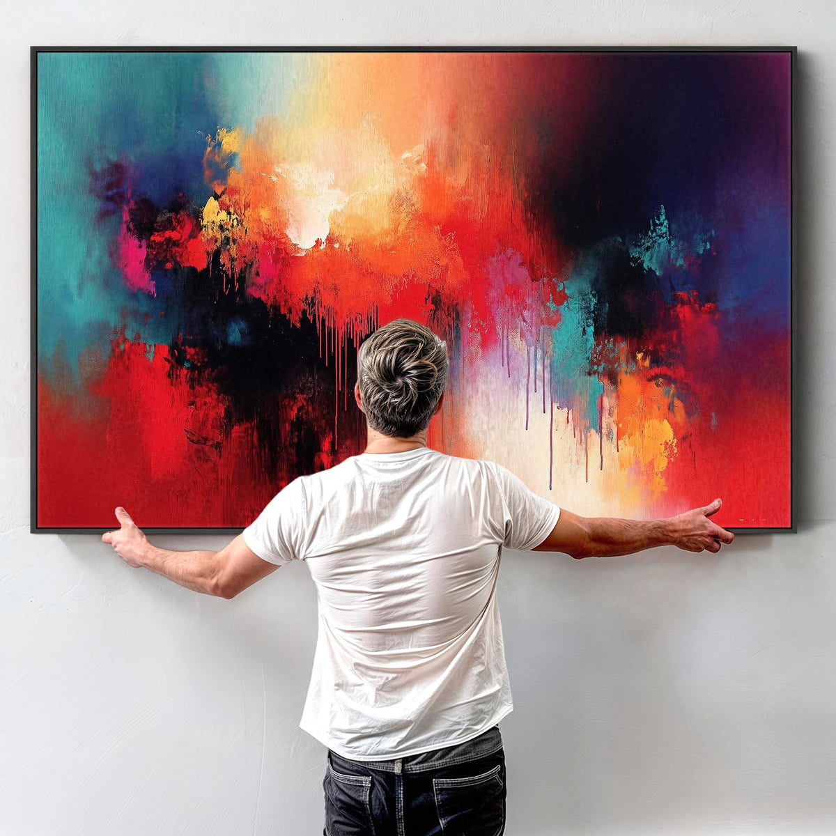 Extra Large Multi-Coloured Unique Framed Wall Art Colourful Illusion ...