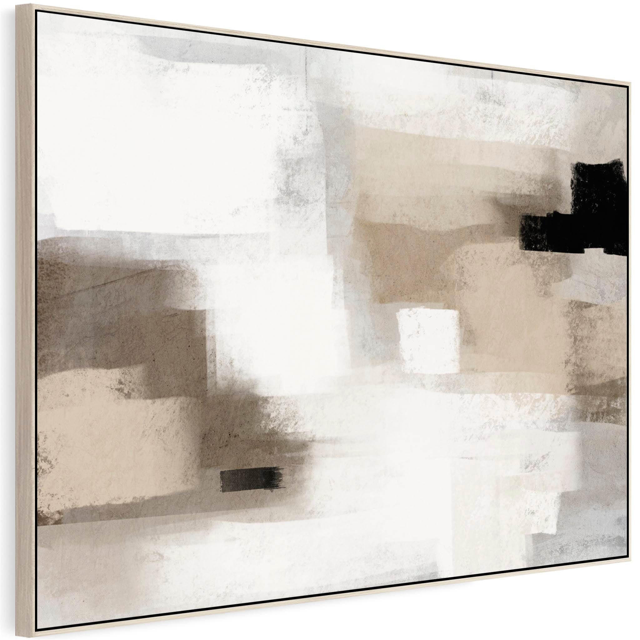 Neutral Wall Art Prints - Framed Canvas for Living Room - Beige - 2085