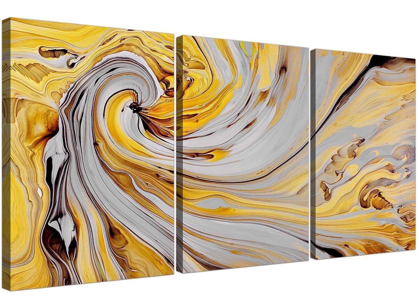 Mustard Yellow and Grey Spiral Swirl - Abstract Canvas Modern