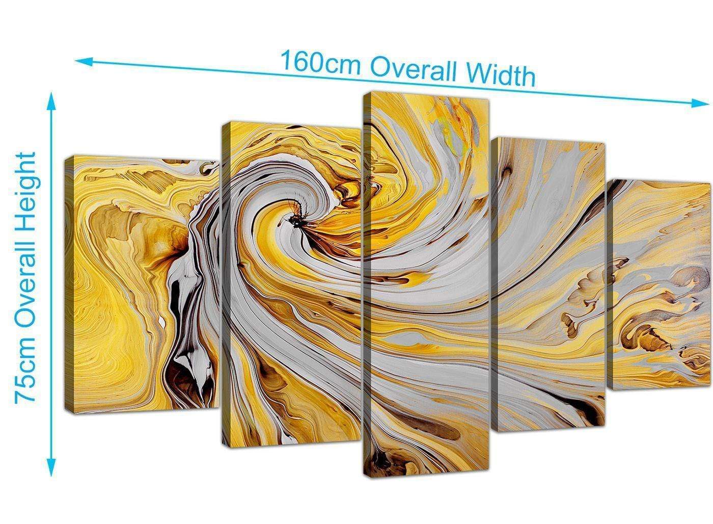 Mustard Yellow and Grey Spiral Swirl - Abstract Canvas Modern